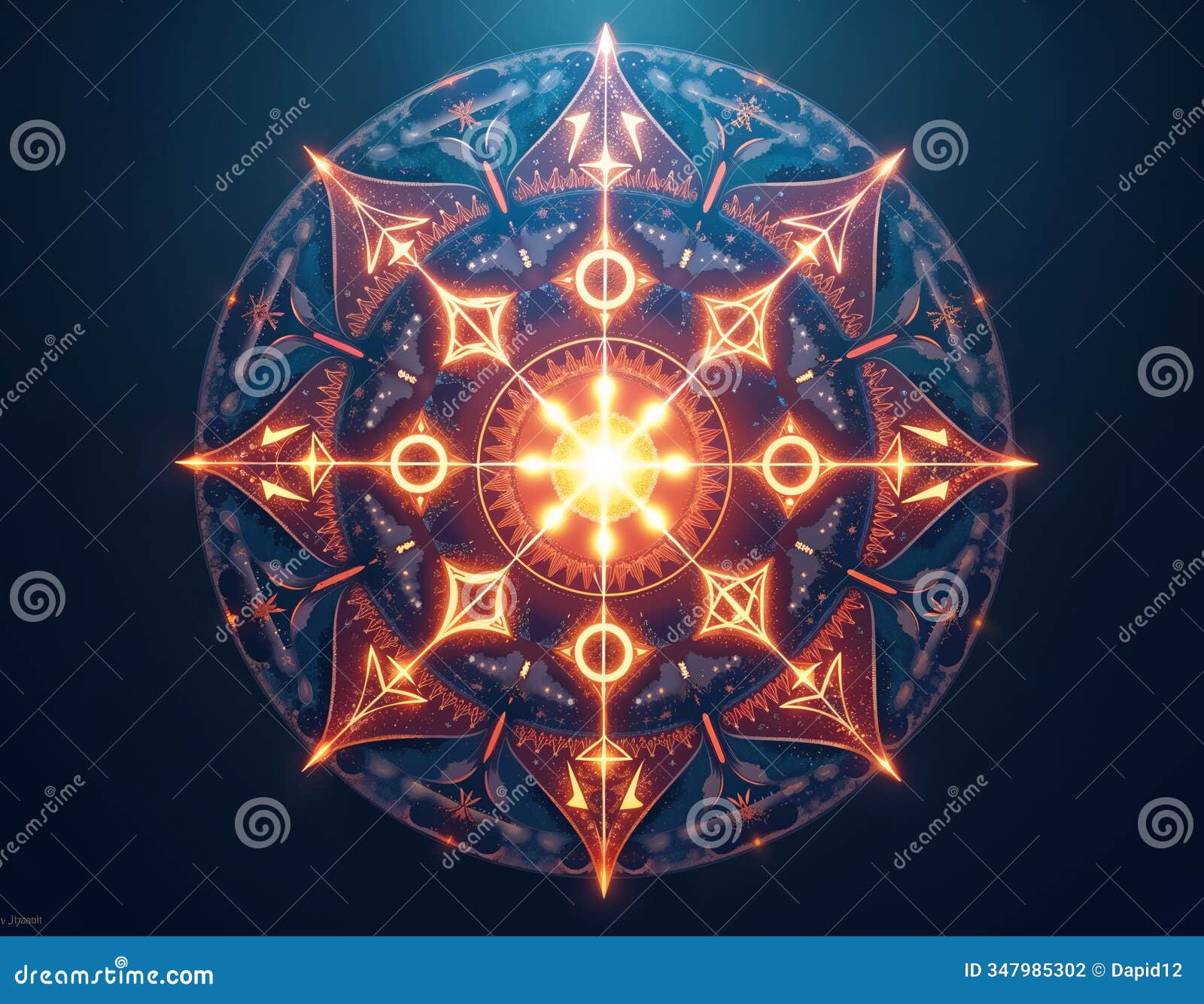 A Circle with of Symbols from Various Religions in Dharma Weel with Gradient of Warm Feelings ...