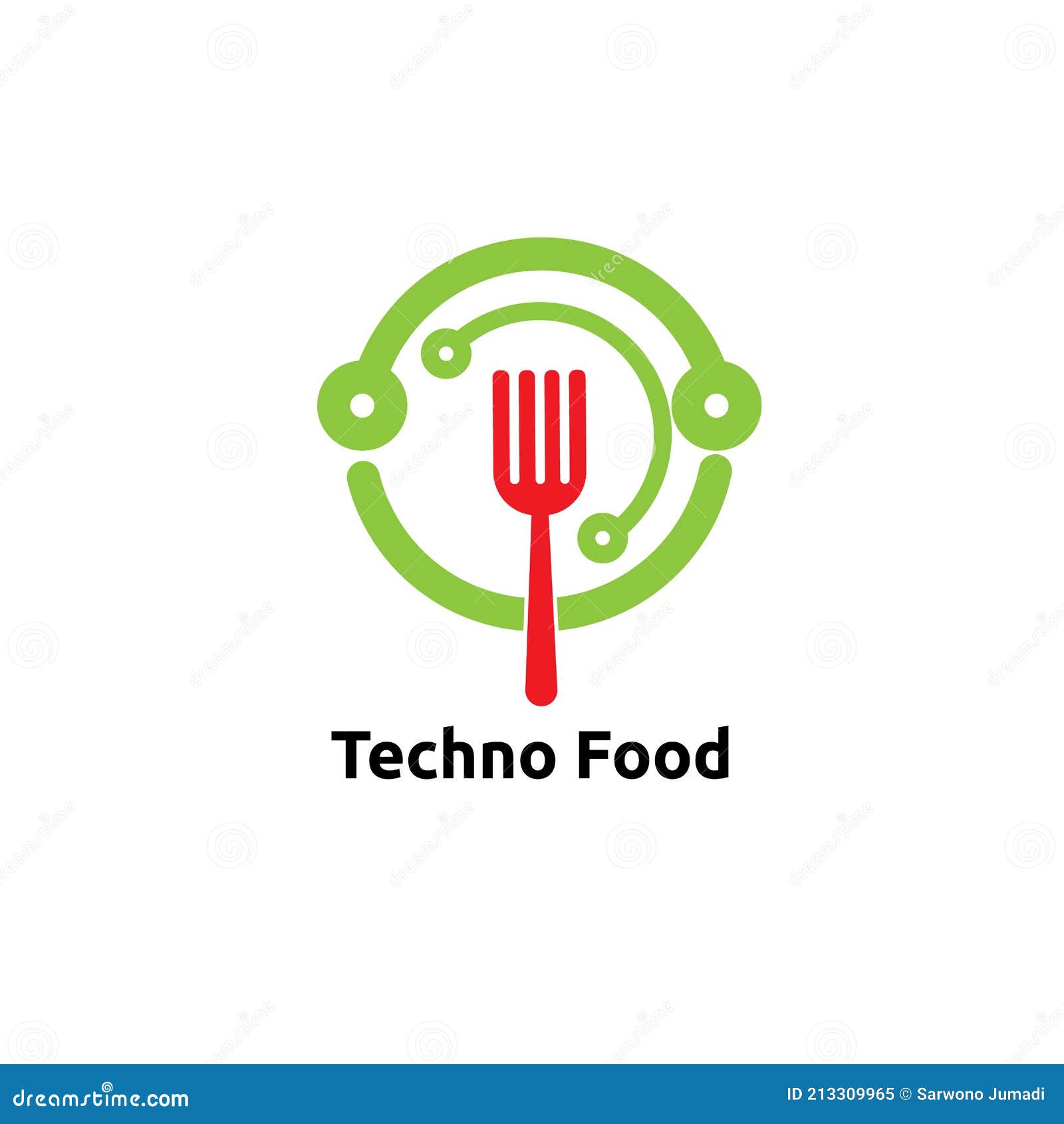 Circle Techno Food Logo Vector Concept, Icon, Element, and Template for ...