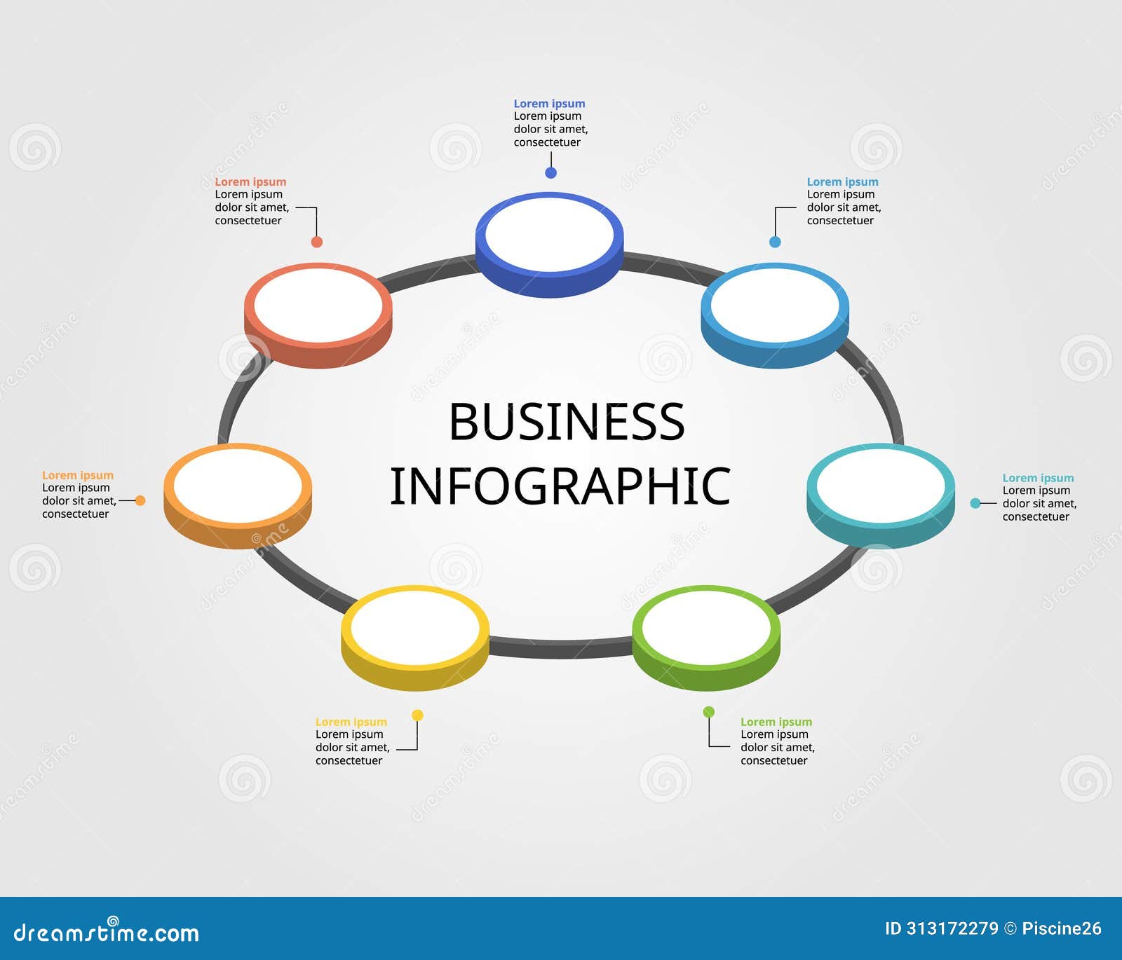 7 Circle Template for Infographic for Presentation for 7 Element Stock ...