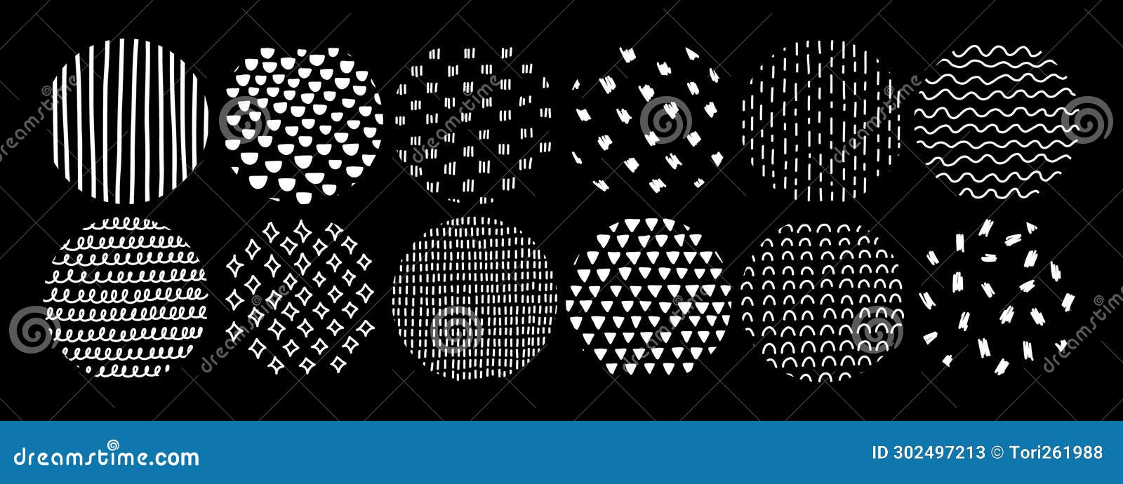 Circle Textures with Different Hand-drawn Patterns Stock Vector ...