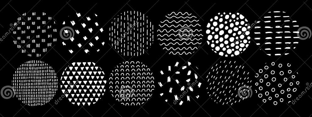 Circle Textures with Different Hand-drawn Patterns Stock Vector ...