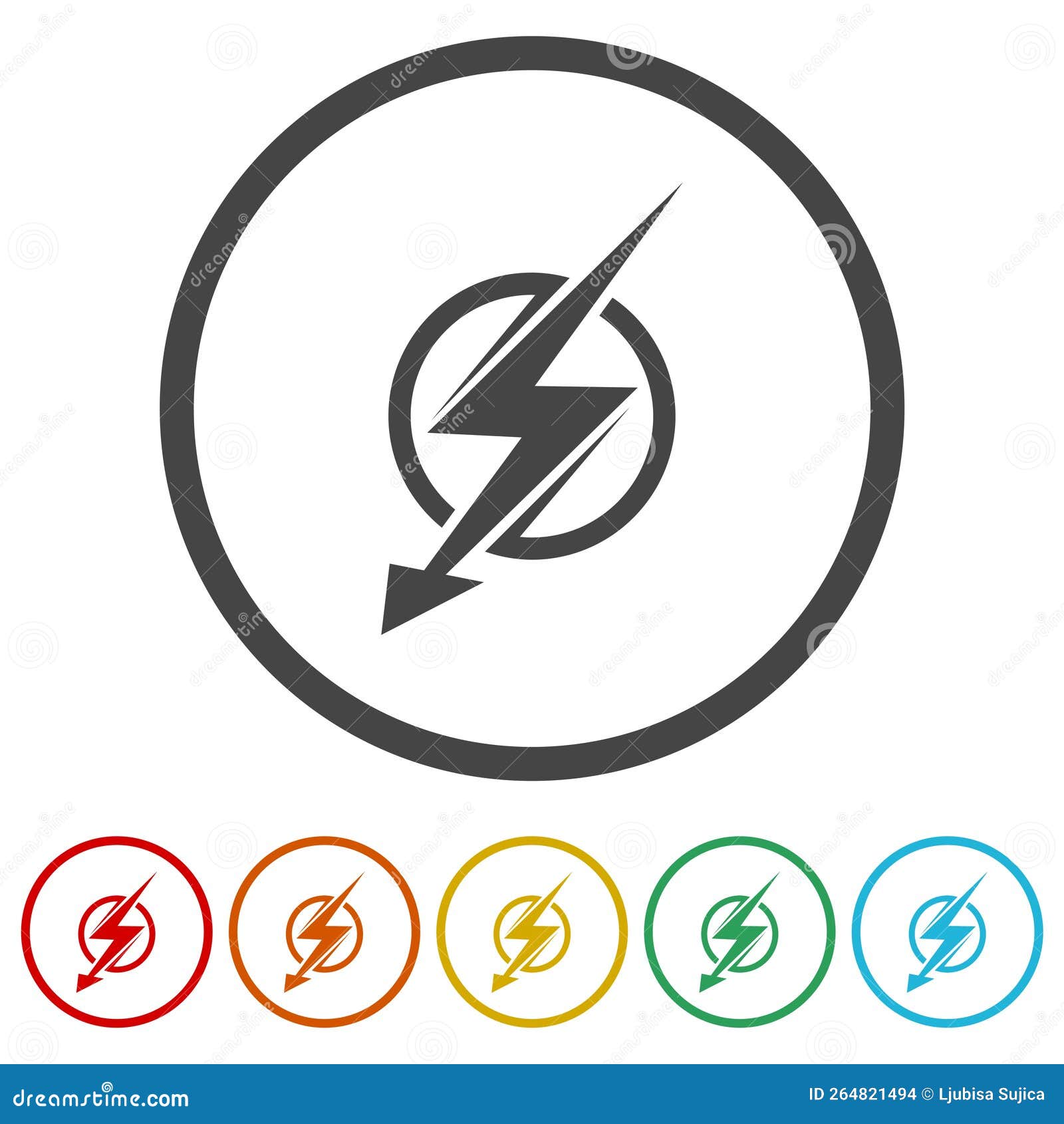 Circle Thunder Lightning Logo. Set Icons in Color Circle Buttons Stock ...