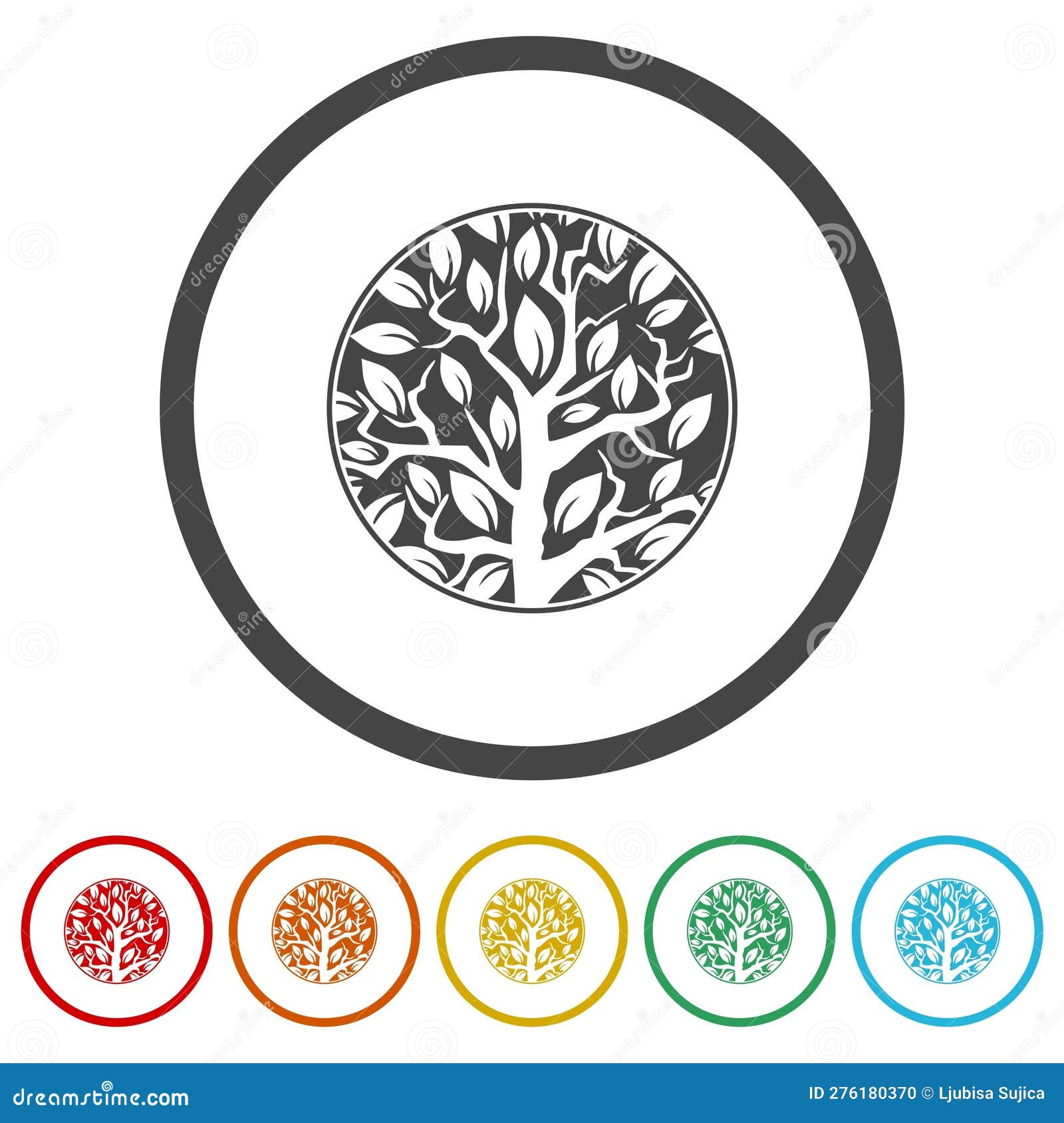 Circle Tree Logo. Set Icons in Color Circle Buttons Stock Vector ...