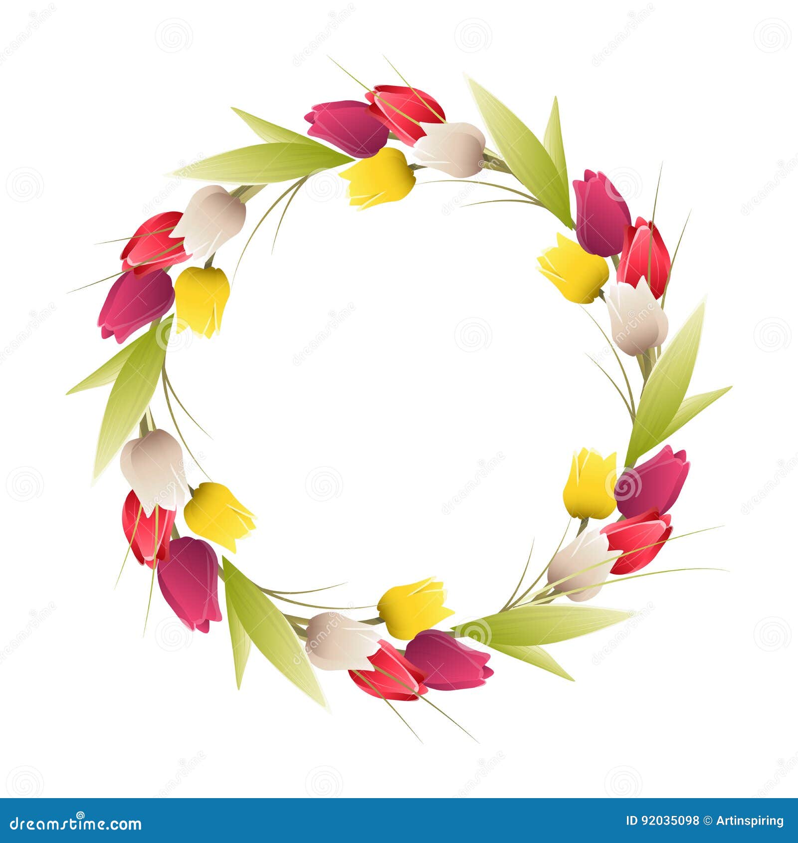 Circle tulip frame. stock vector. Illustration of beautiful - 92035098