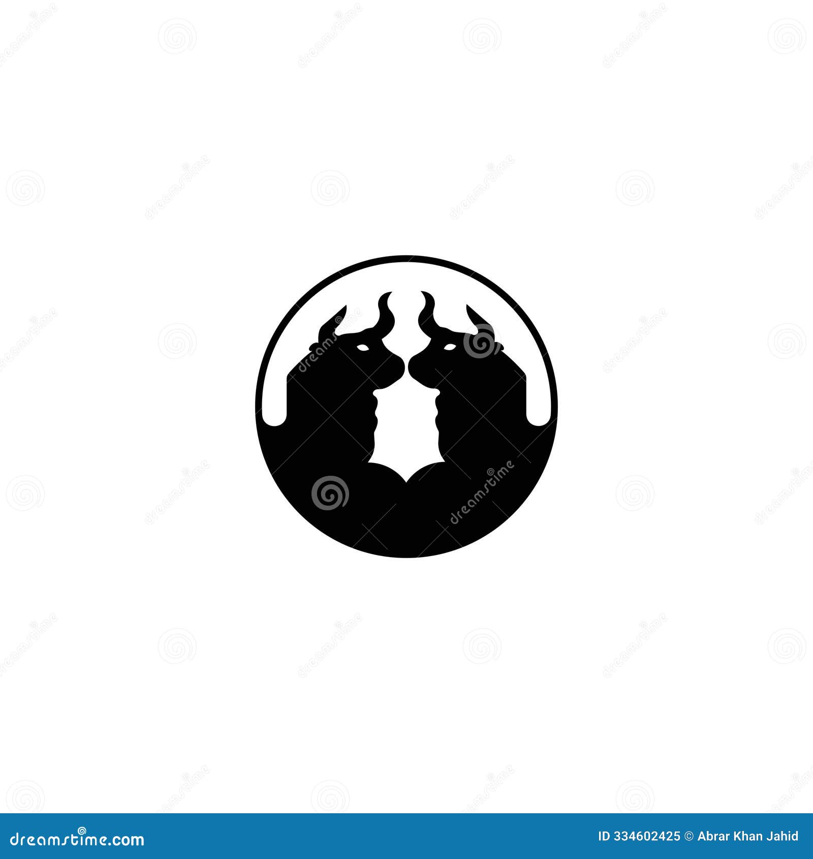 Circle Two Bull Animal Logo Stock Vector - Illustration of concepts ...