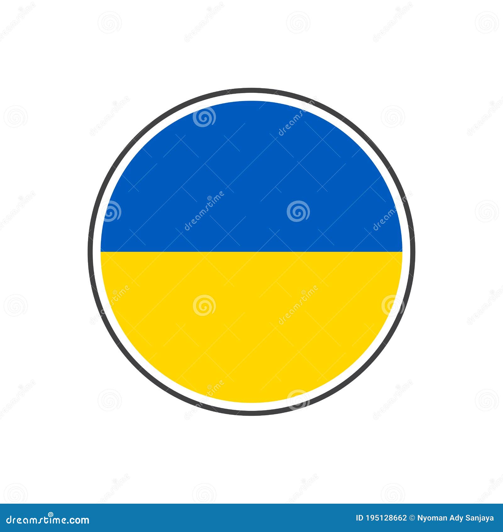 Circle Ukraine Flag with Grey Border Vector Illustration Isolated on ...