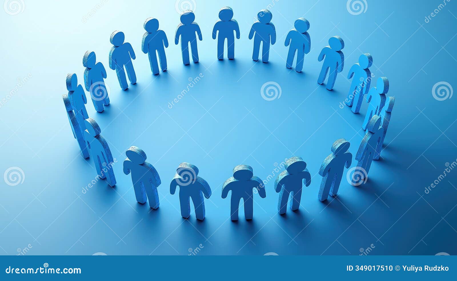 Circle of Unity: Blue Human Figures Standing in a Circle on a Blue ...