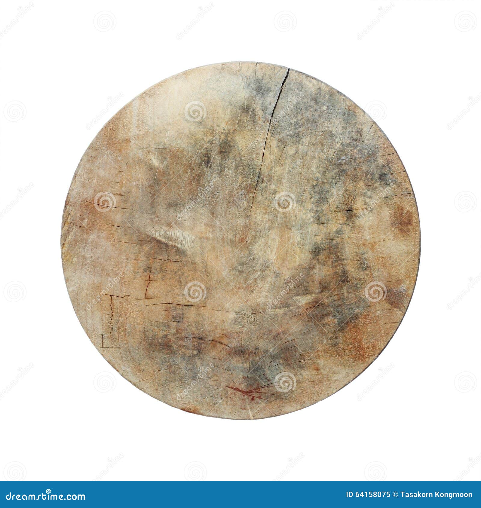 Circle Used Wooden Cutting Board Isolated on White Stock Image - Image ...