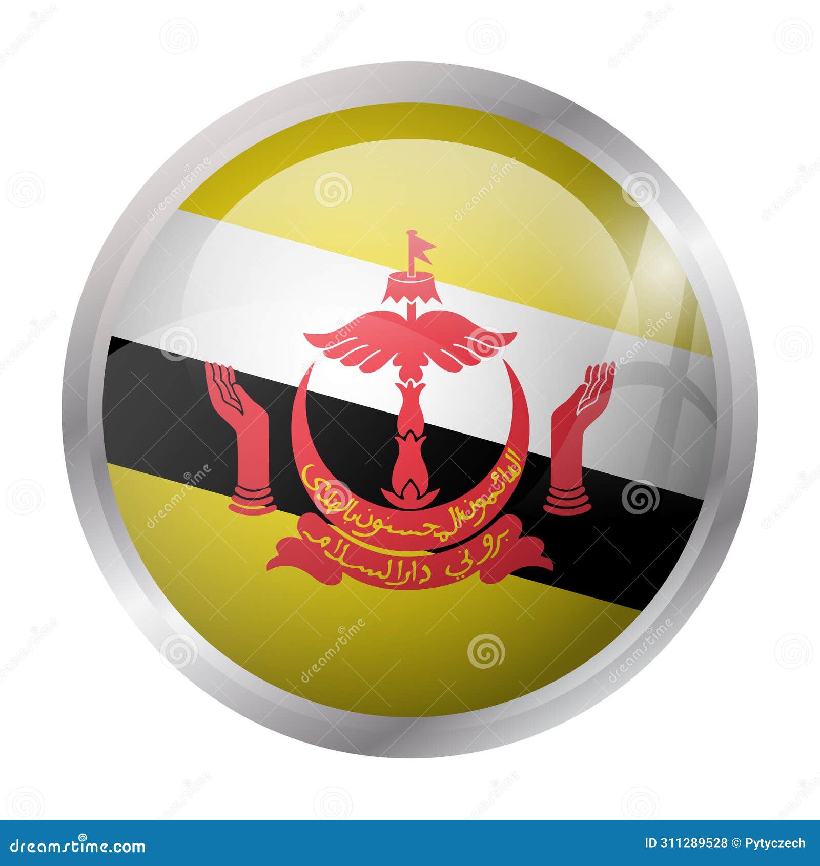 Circle Vector Flag of Brunei Stock Vector - Illustration of symbol ...
