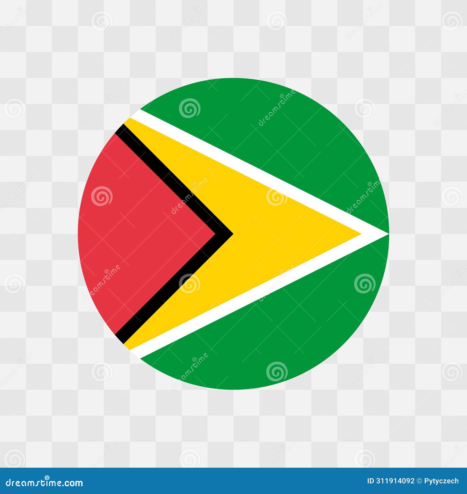 Circle Vector Flag of Guyana Stock Vector - Illustration of country, button: 311914092