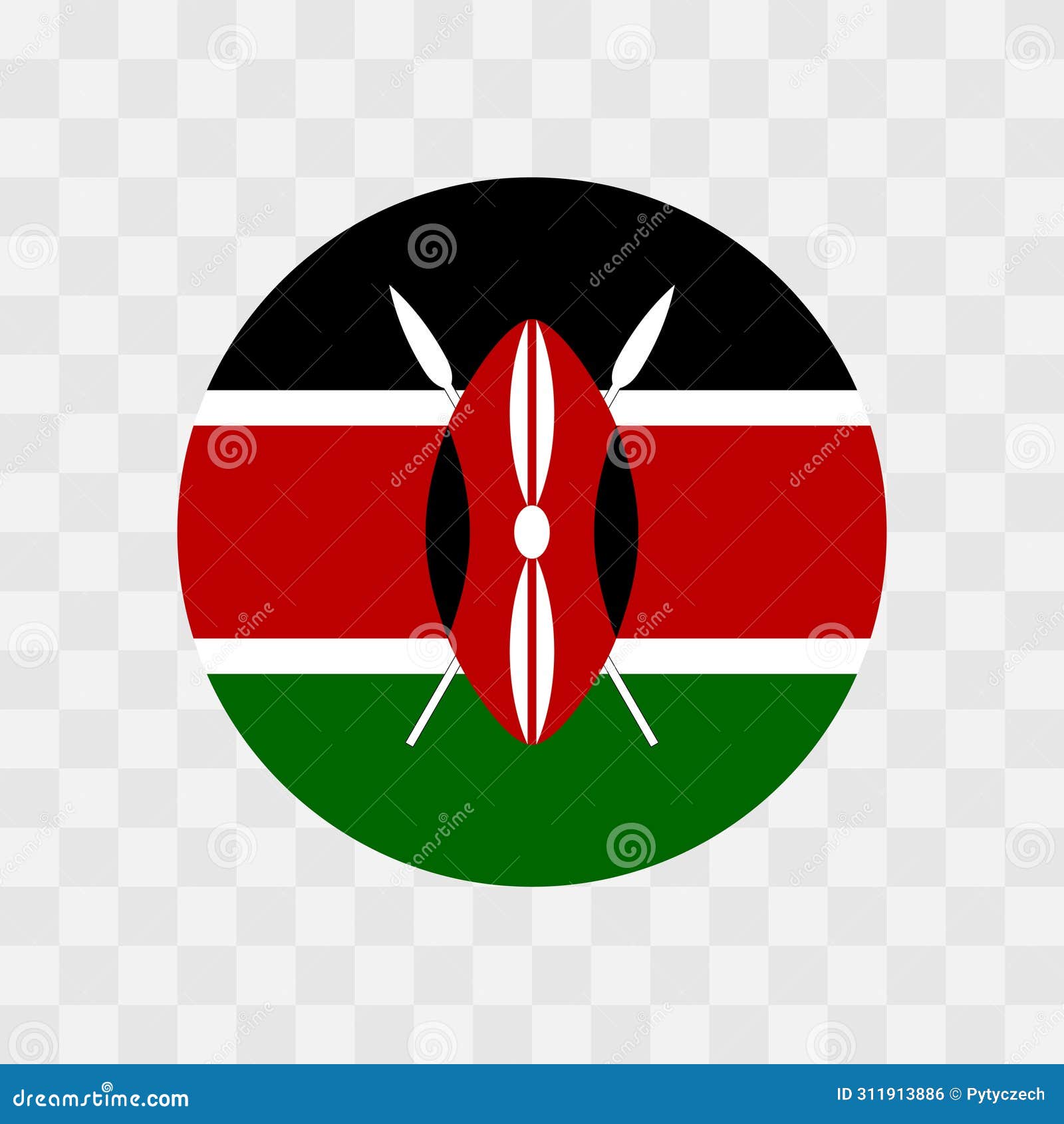 Circle Vector Flag of Kenya Stock Vector - Illustration of round ...