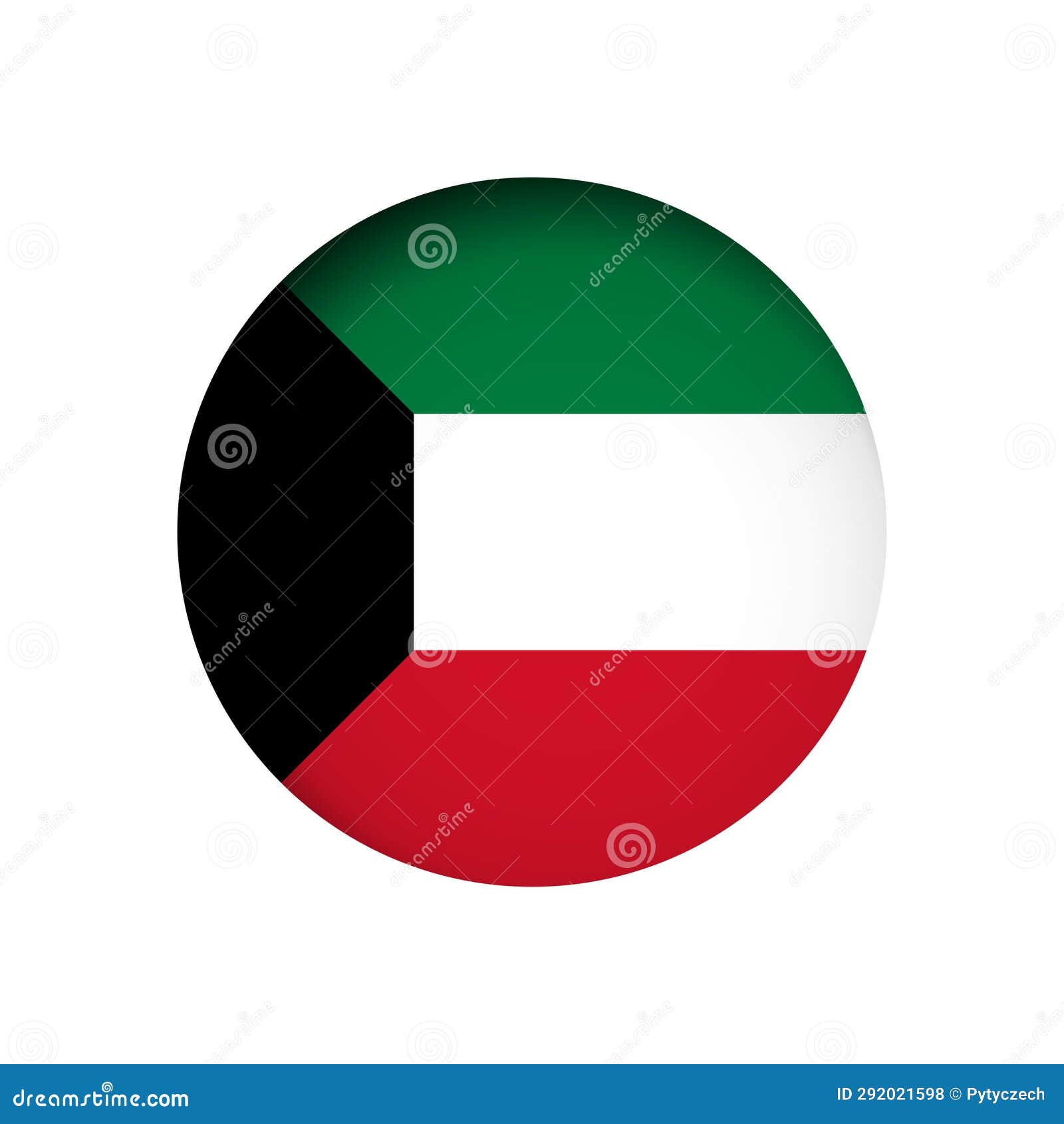 Circle Vector Flag of Kuwait Stock Illustration - Illustration of asia ...