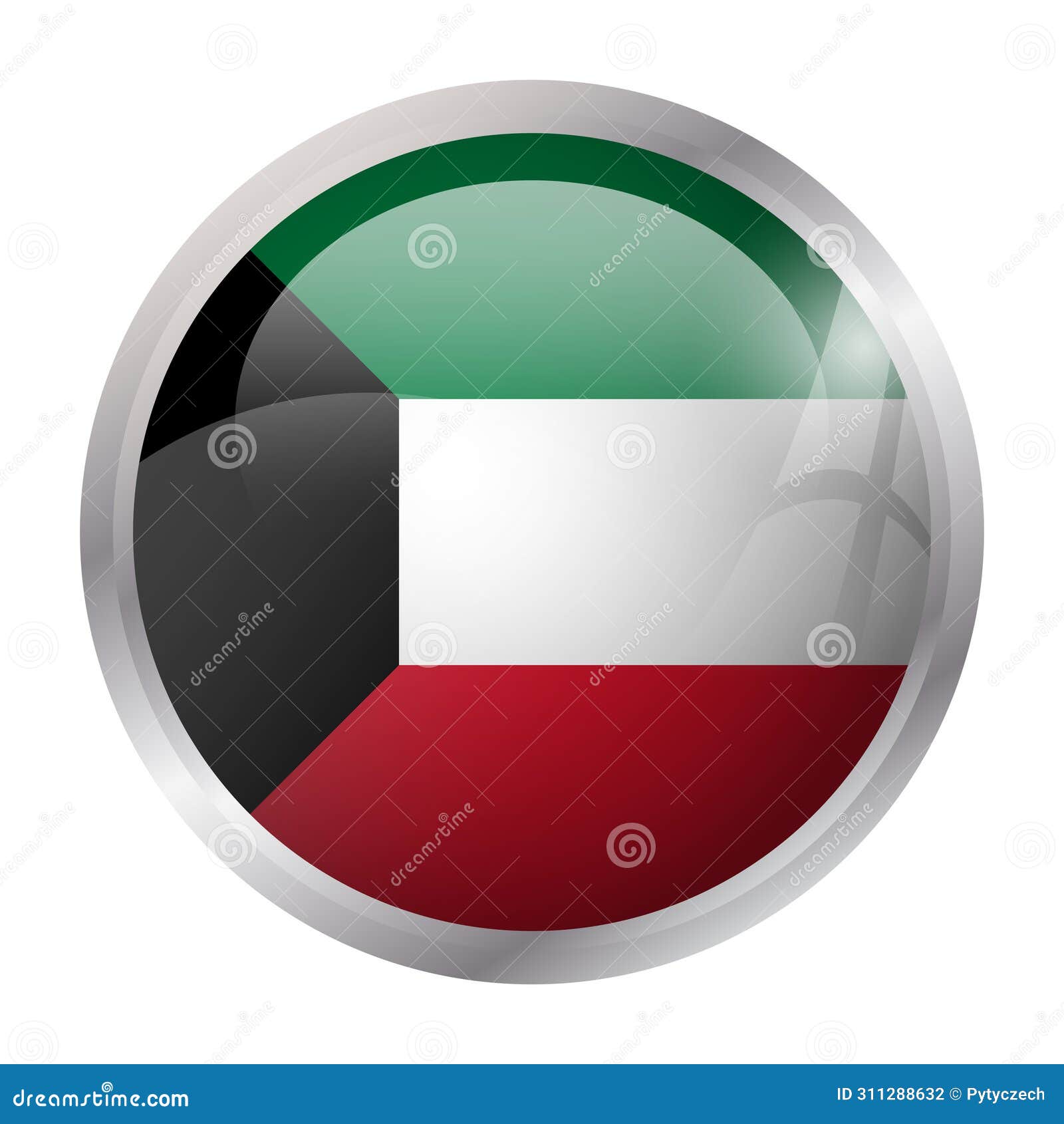 Circle Vector Flag of Kuwait Stock Vector - Illustration of vector ...