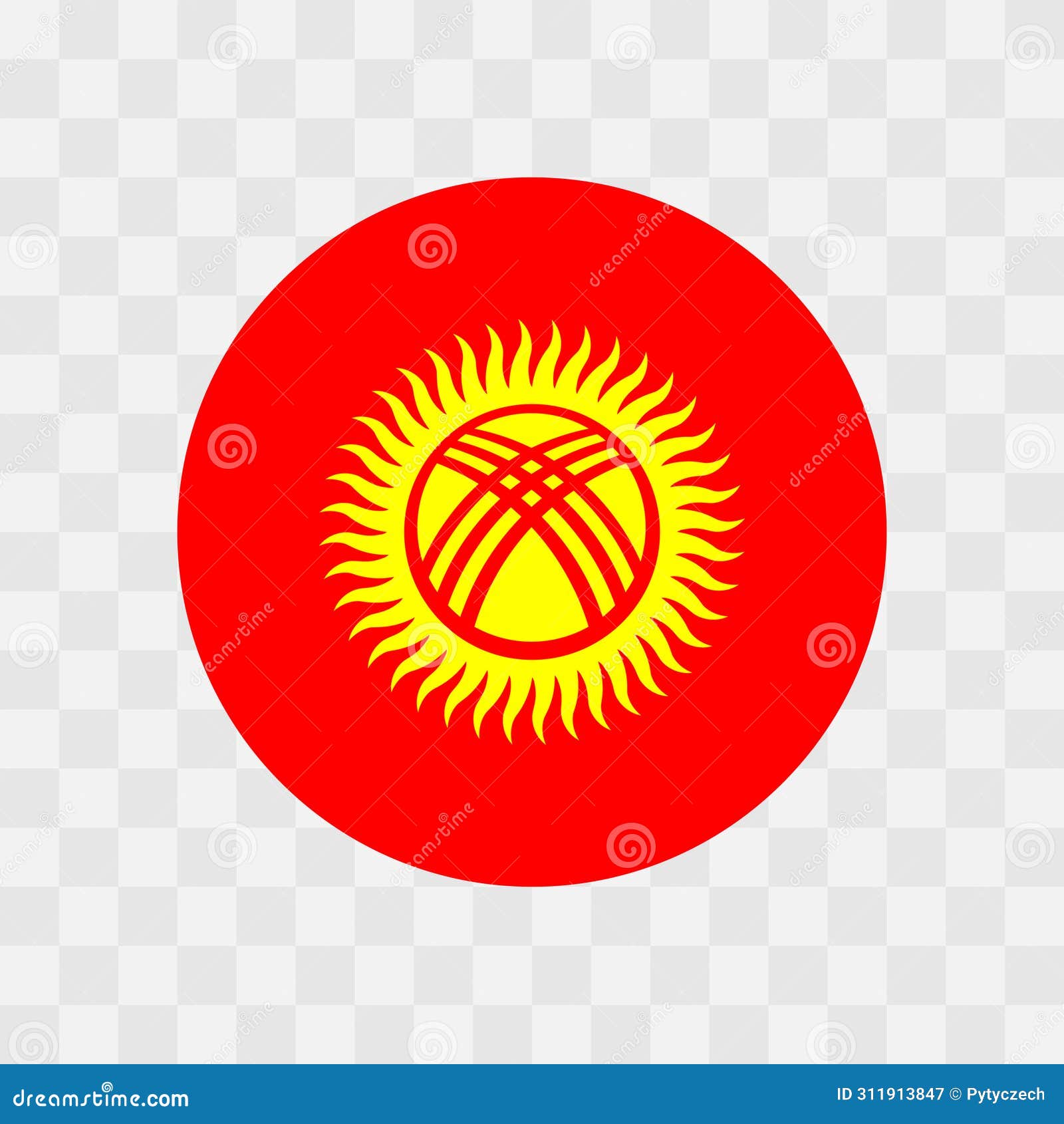 Circle Vector Flag of Kyrgyzstan Stock Illustration - Illustration of ...
