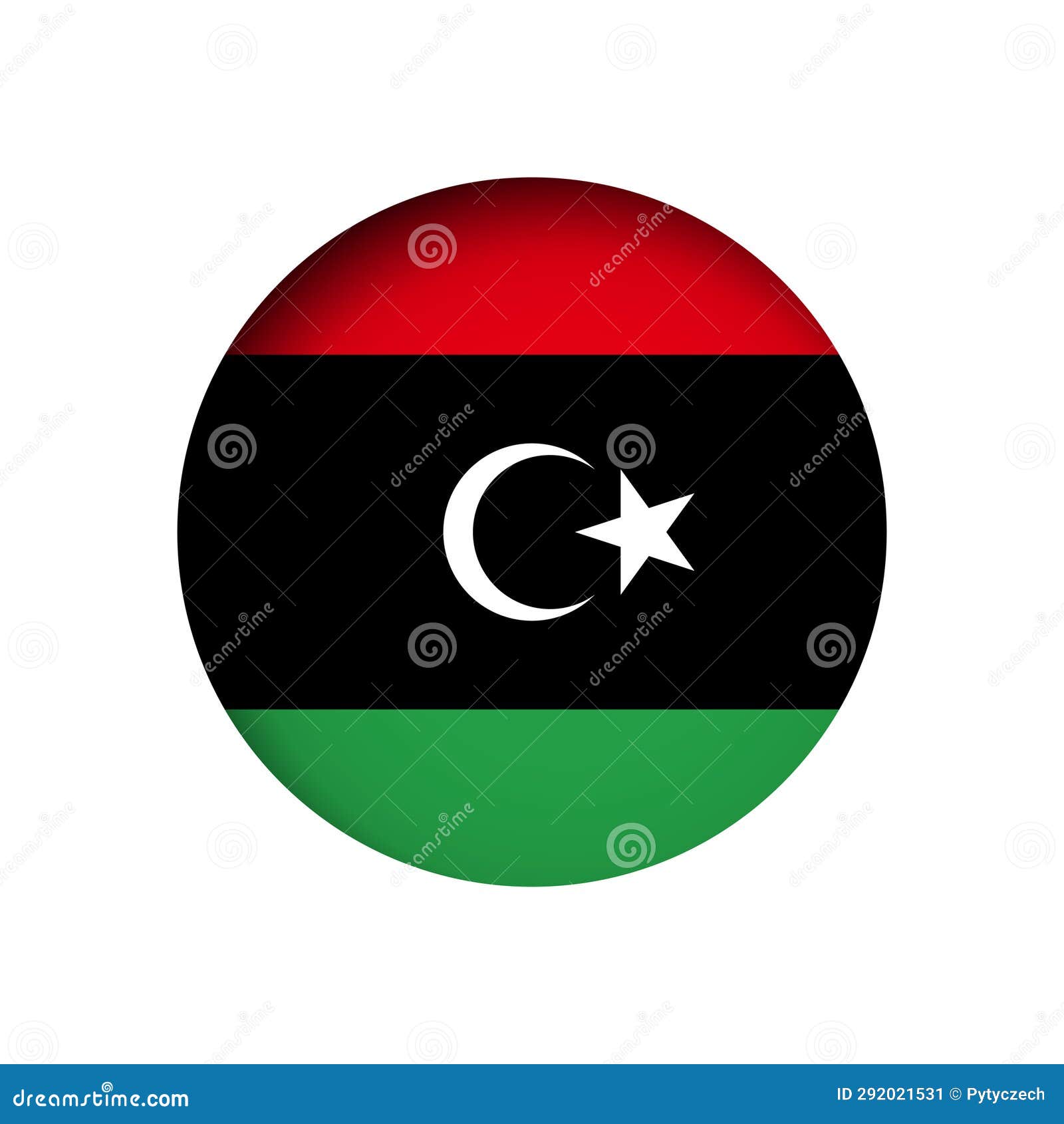 Circle Vector Flag of Libya Stock Illustration - Illustration of emblem ...