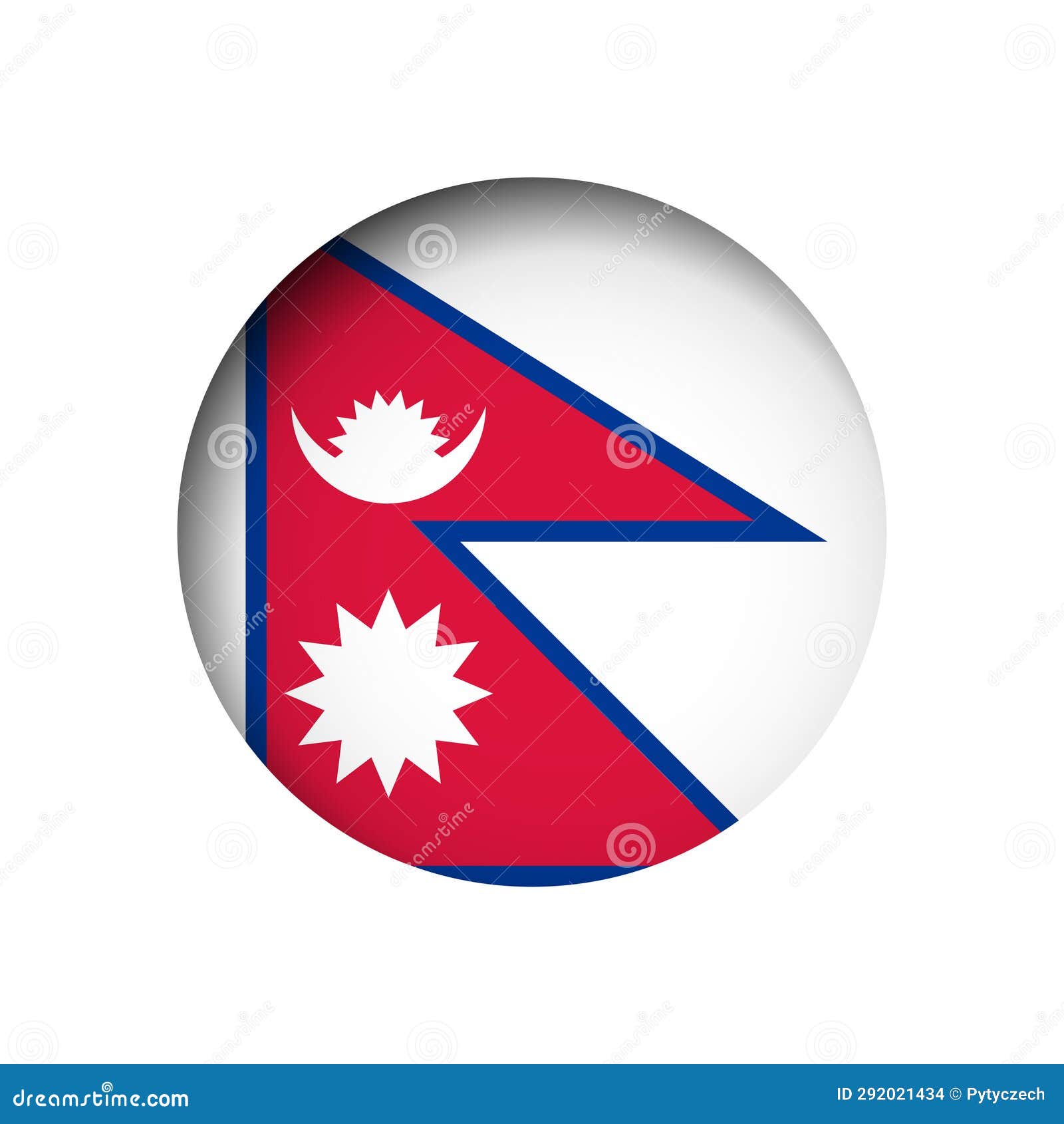 Circle Vector Flag of Nepal Stock Illustration - Illustration of shadow ...