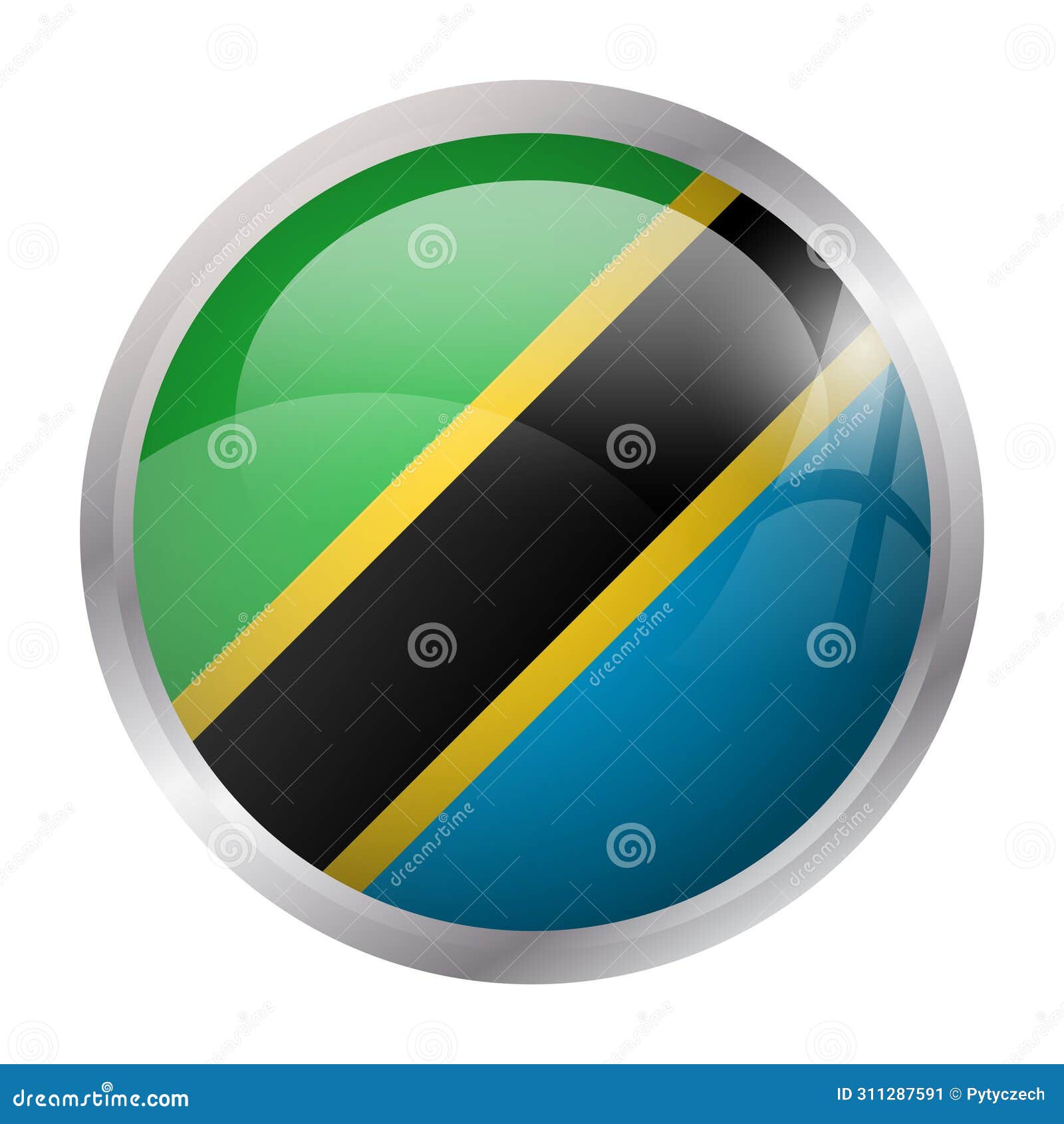Circle Vector Flag of Tanzania Stock Vector - Illustration of round ...