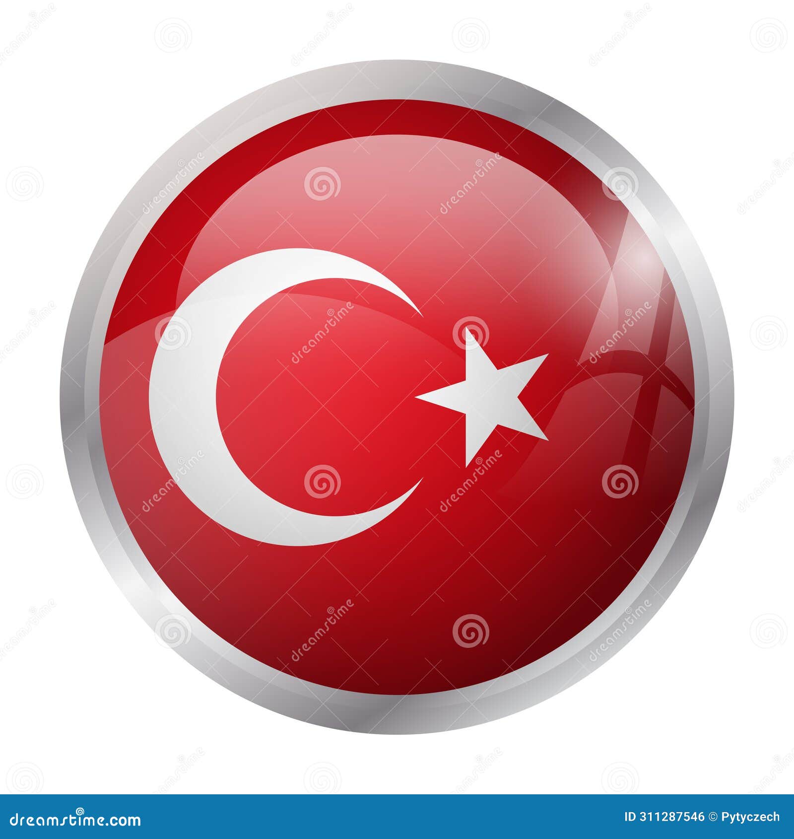 Circle Vector Flag of Turkey Stock Vector - Illustration of asia ...