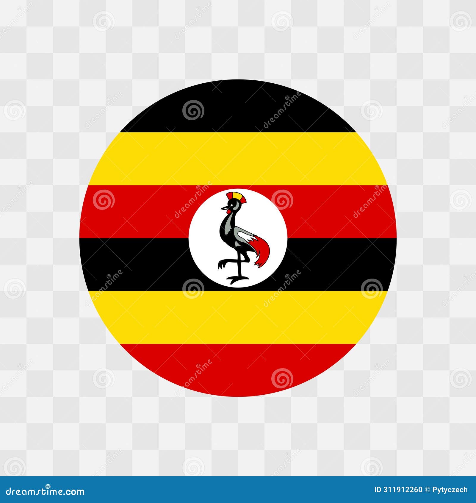Circle Vector Flag of Uganda Stock Illustration - Illustration of ...