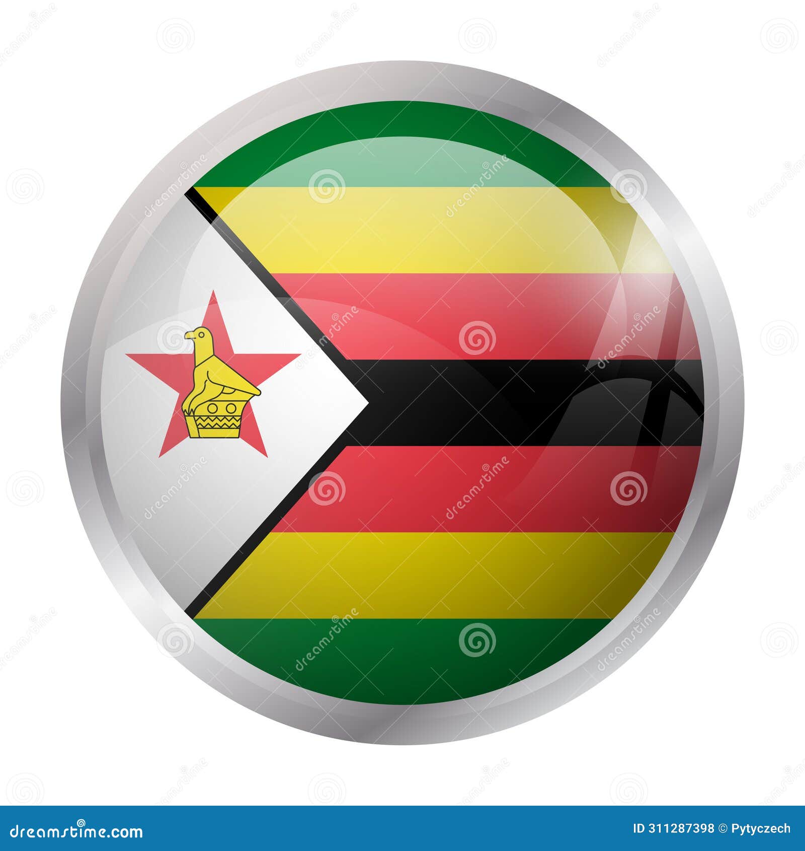 Circle Vector Flag of Zimbabwe Stock Vector - Illustration of ...