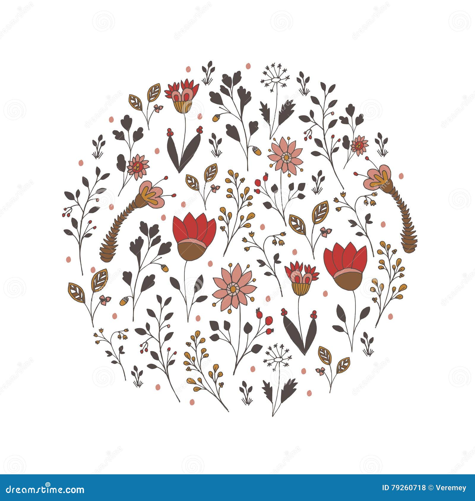 Circle Vector Floral Pattern Stock Vector - Illustration of decorative ...