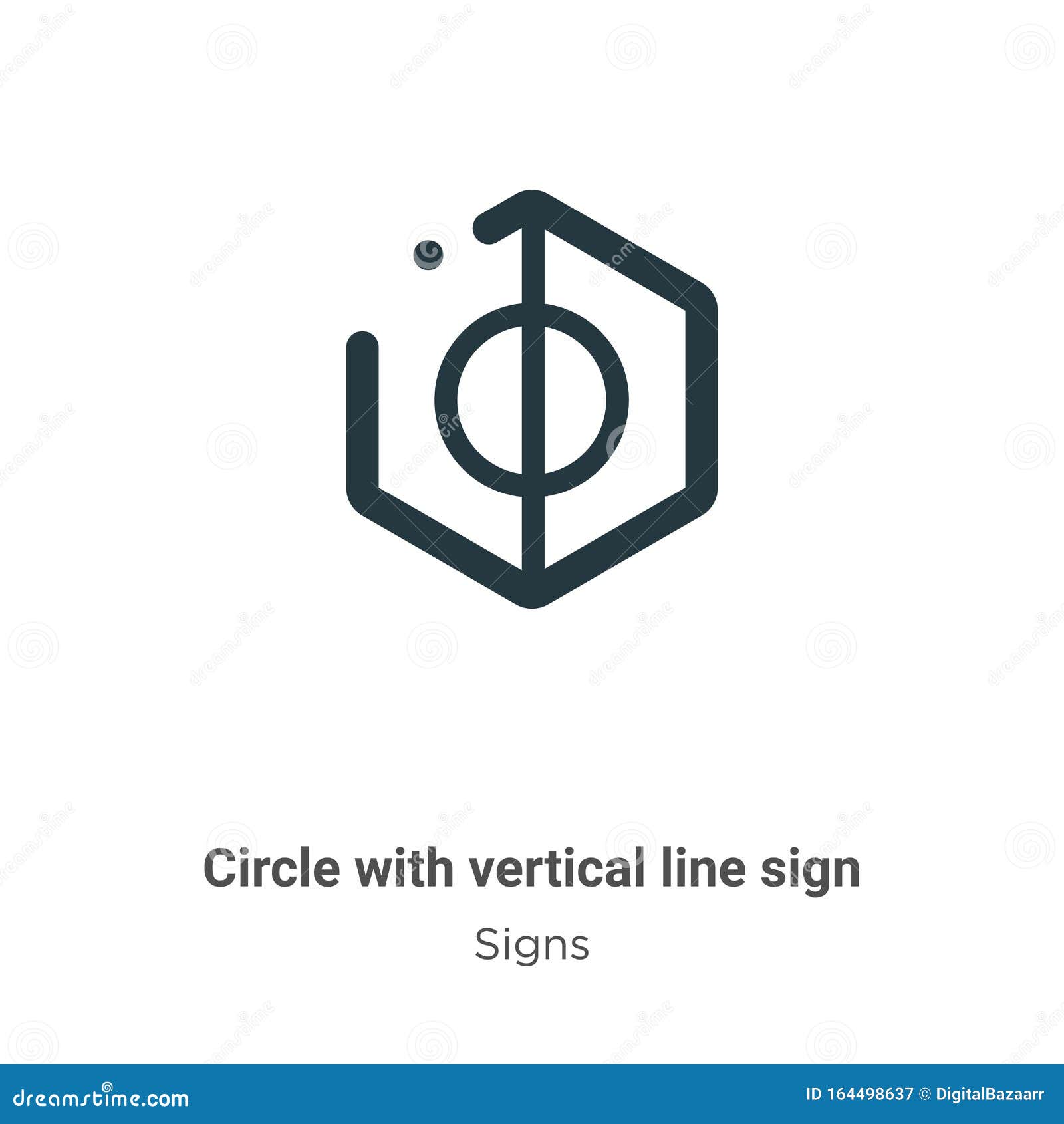 Circle with Vertical Line Sign Vector Icon on White Background. Flat ...