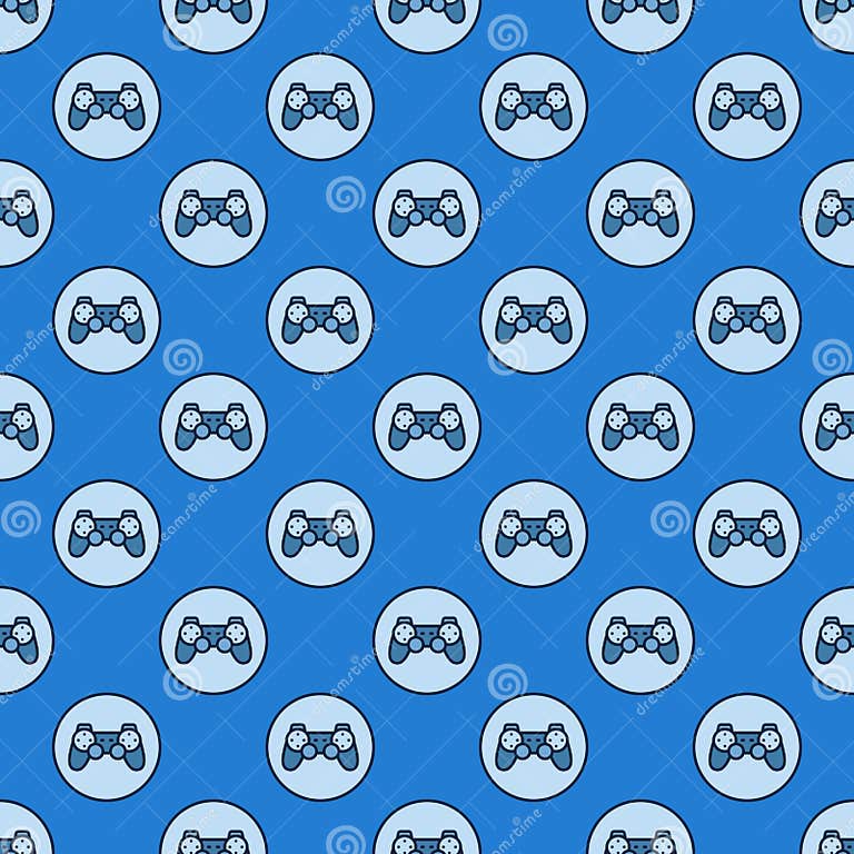 Circle with Videogame Controller Vector Joypad Colored Seamless Pattern ...