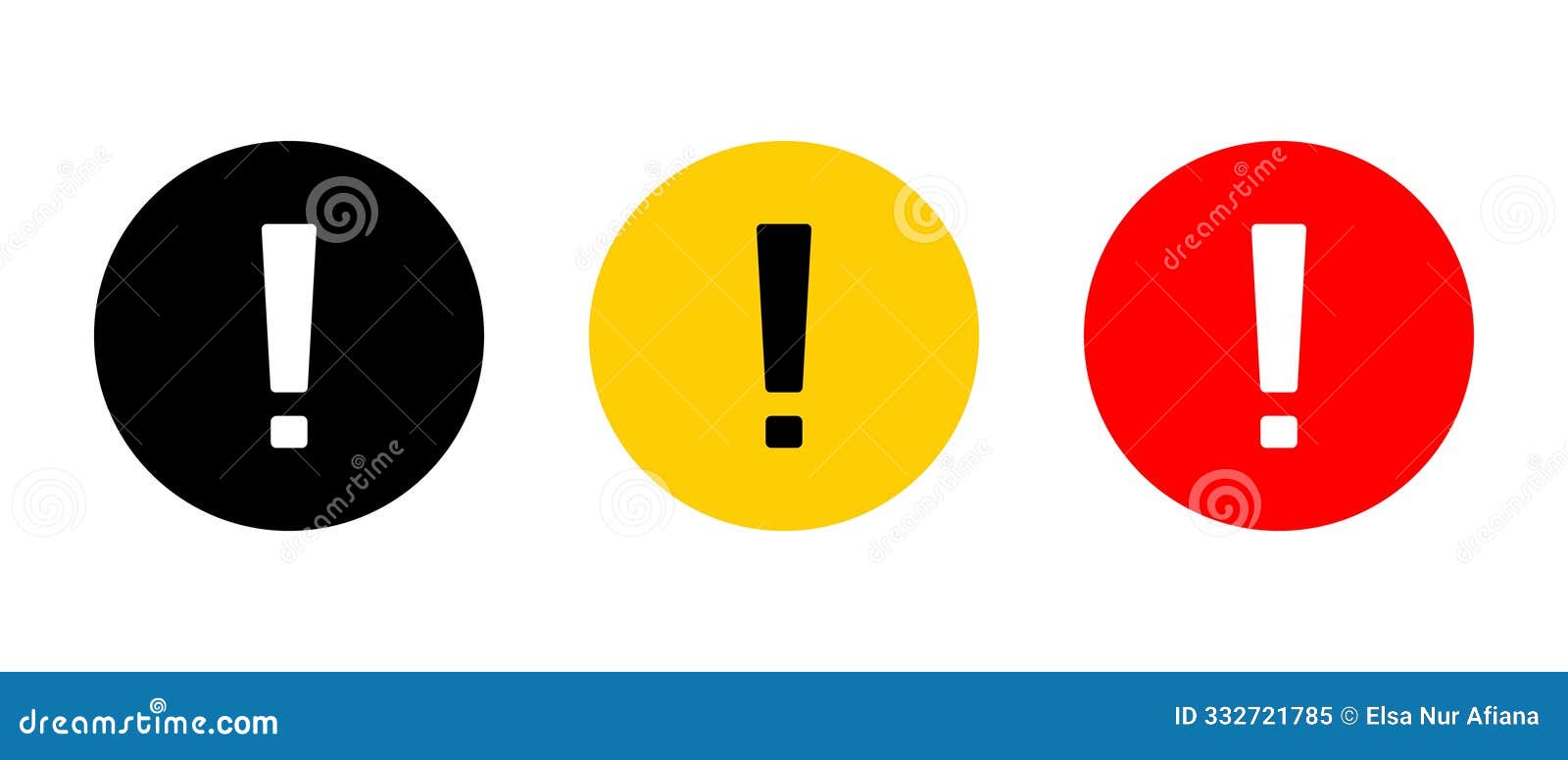 Circle Warning, Caution Sign Icon Set in Flat Design. Danger Alert ...