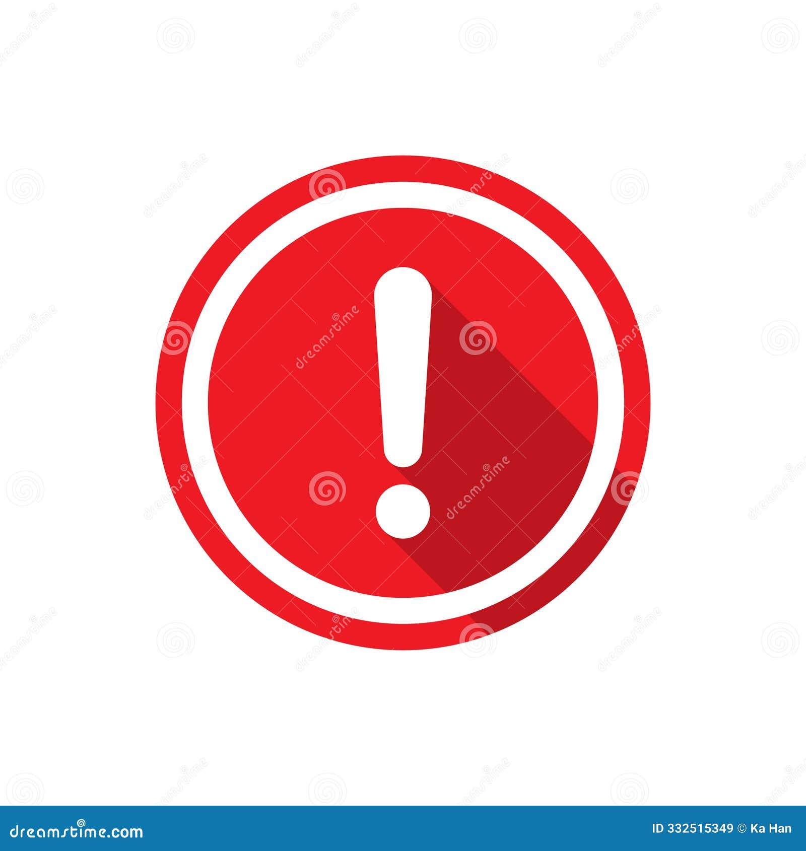 Circle Warning Sign Icon with Long Shadow. Danger, Caution Symbol Stock ...