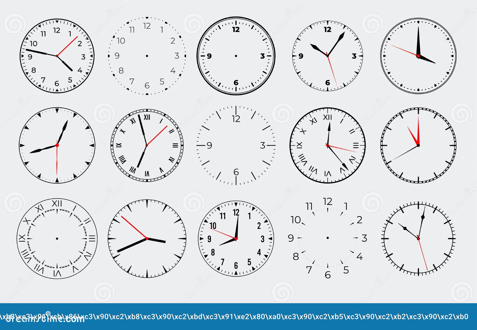 Circle Watch Face. Clock with Marks Numbers and Arrows Stock Vector ...