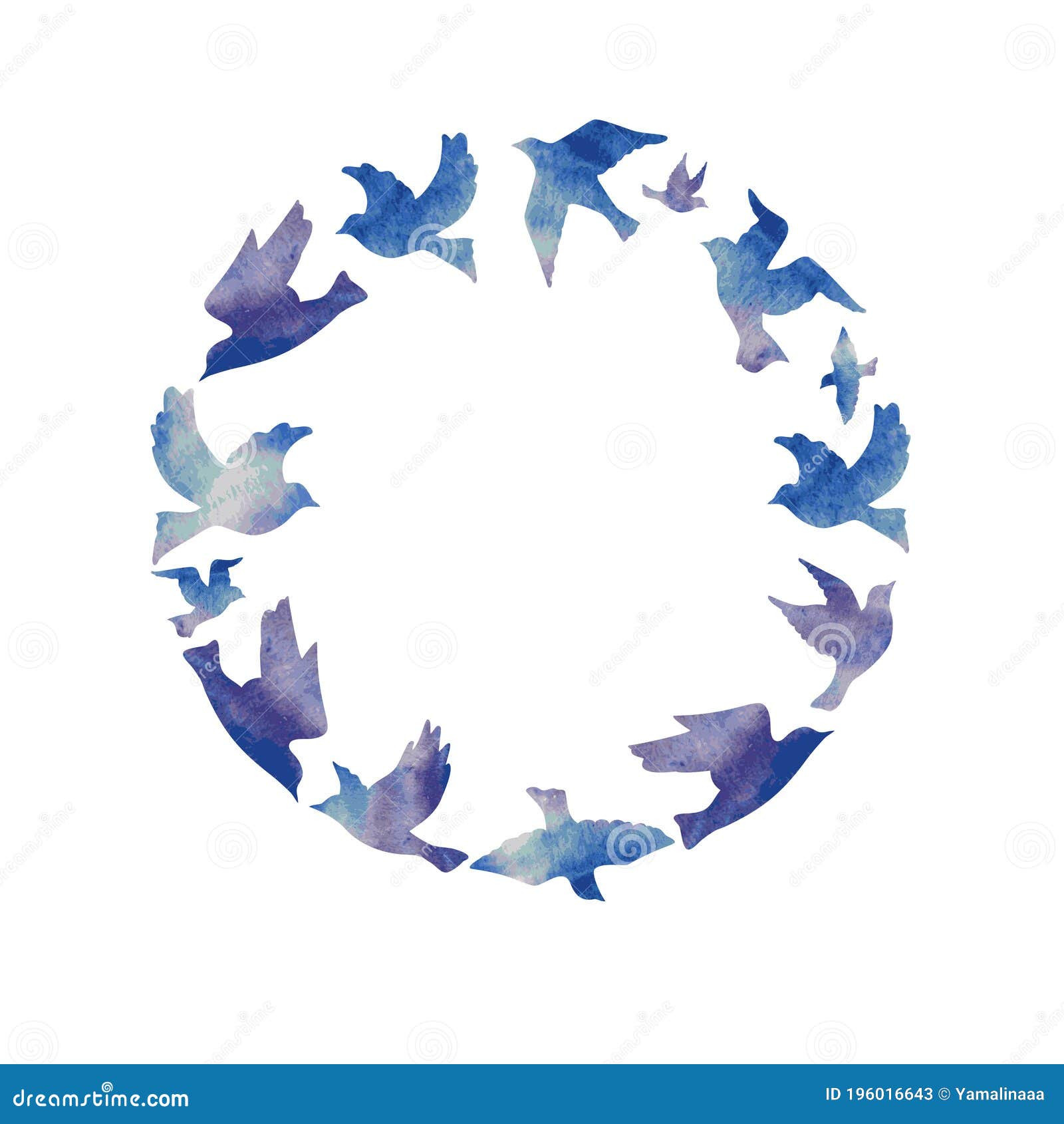 Circle of watercolor birds stock vector. Illustration of colorful ...