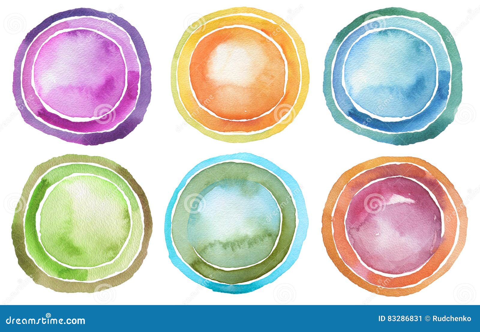 Circle Watercolor Painted Button Background. Isolated. Stock Image ...