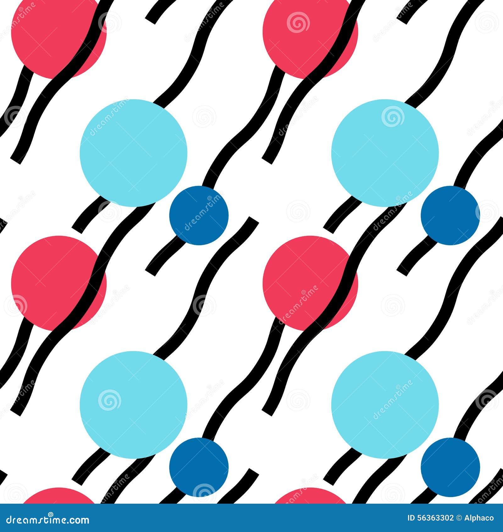 Circle, Wave Line Seamless Pattern Stock Vector - Illustration of tile ...