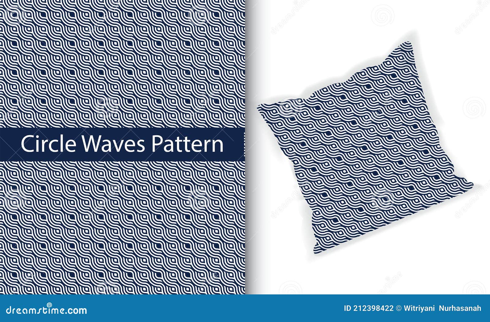 Circle Wave Pattern. Seamless Japanese Pattern with Square Pillow ...