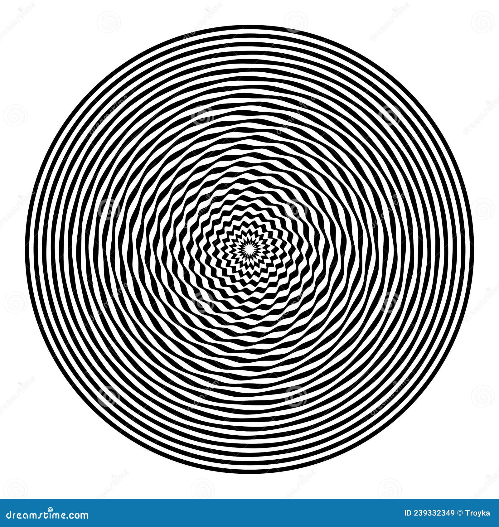 Circle Wavy Lines Op Art Pattern with Whirl Movement Illusion Stock ...