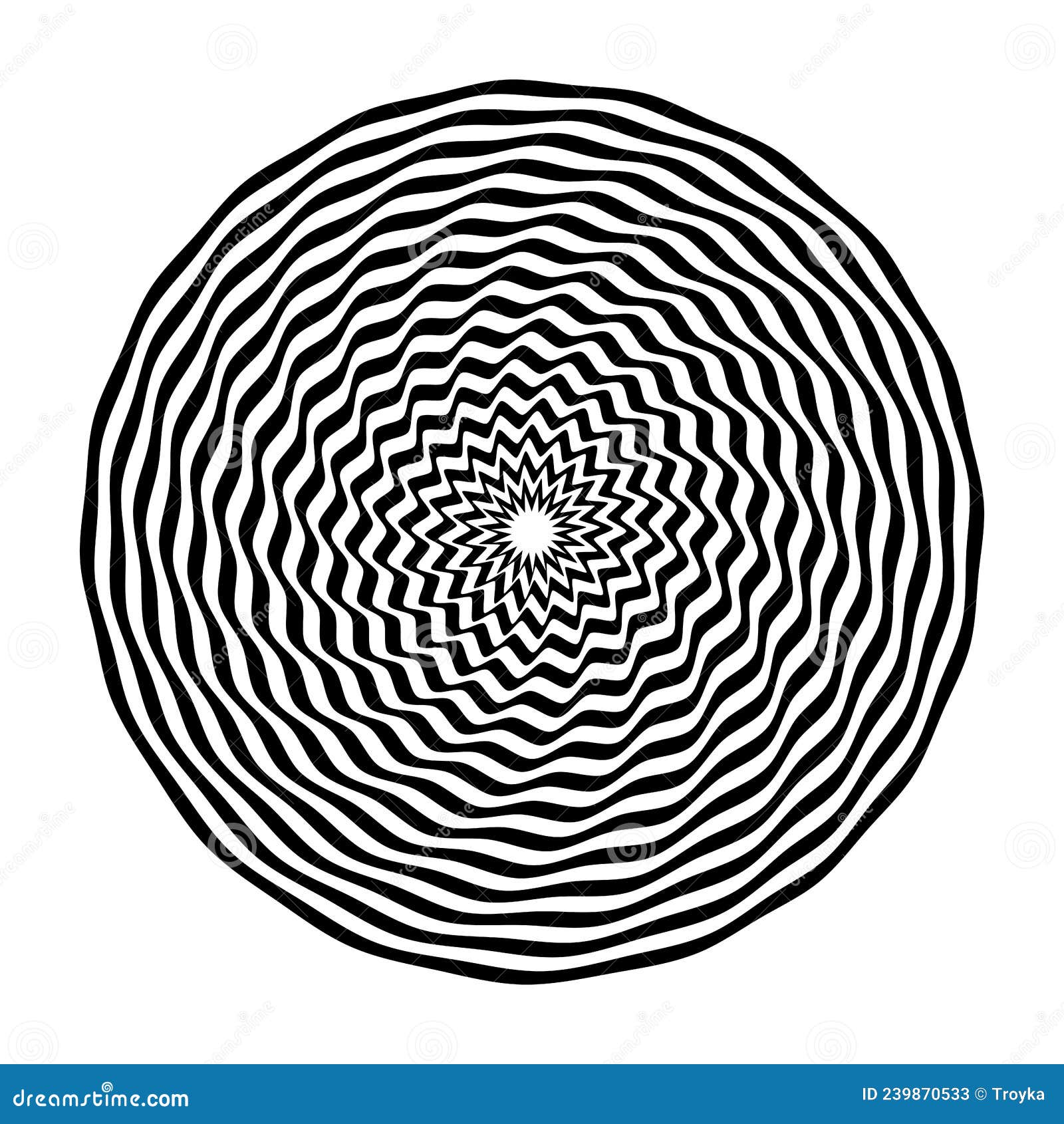 Circle Wavy Lines Op Art Pattern with Whirl Movement Illusion Stock ...
