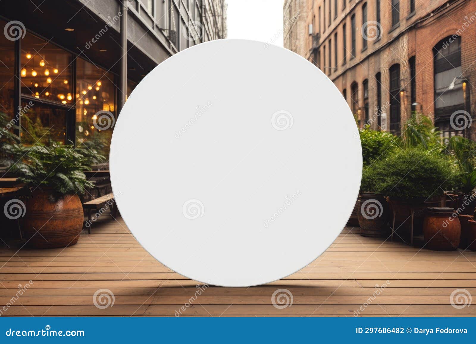 Circle White Empty Mock Up on Street. Template Sign Stock Photo - Image ...