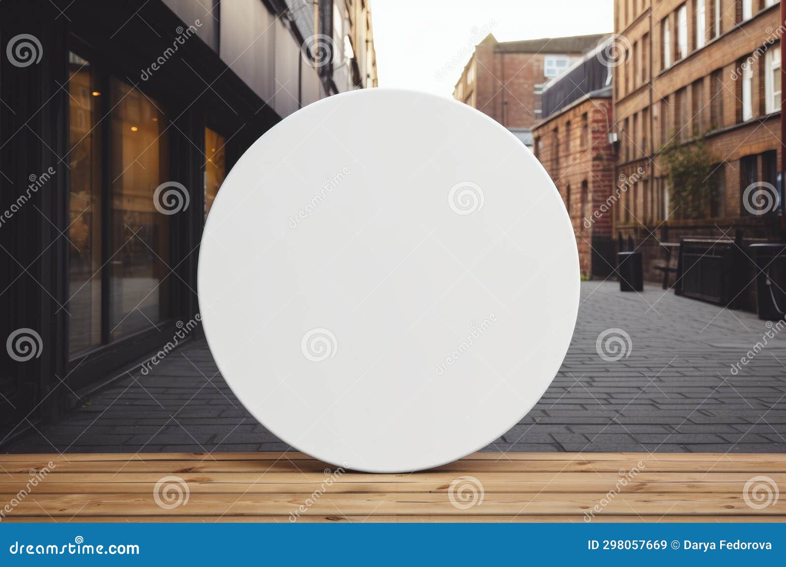 Circle White Empty Mock Up on Street. Template Sign Stock Image - Image ...