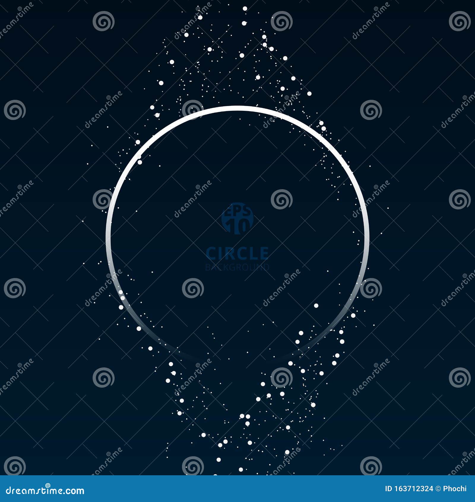 Circle White Frame Galaxy and Space Concept with Particles on Dark Blue ...