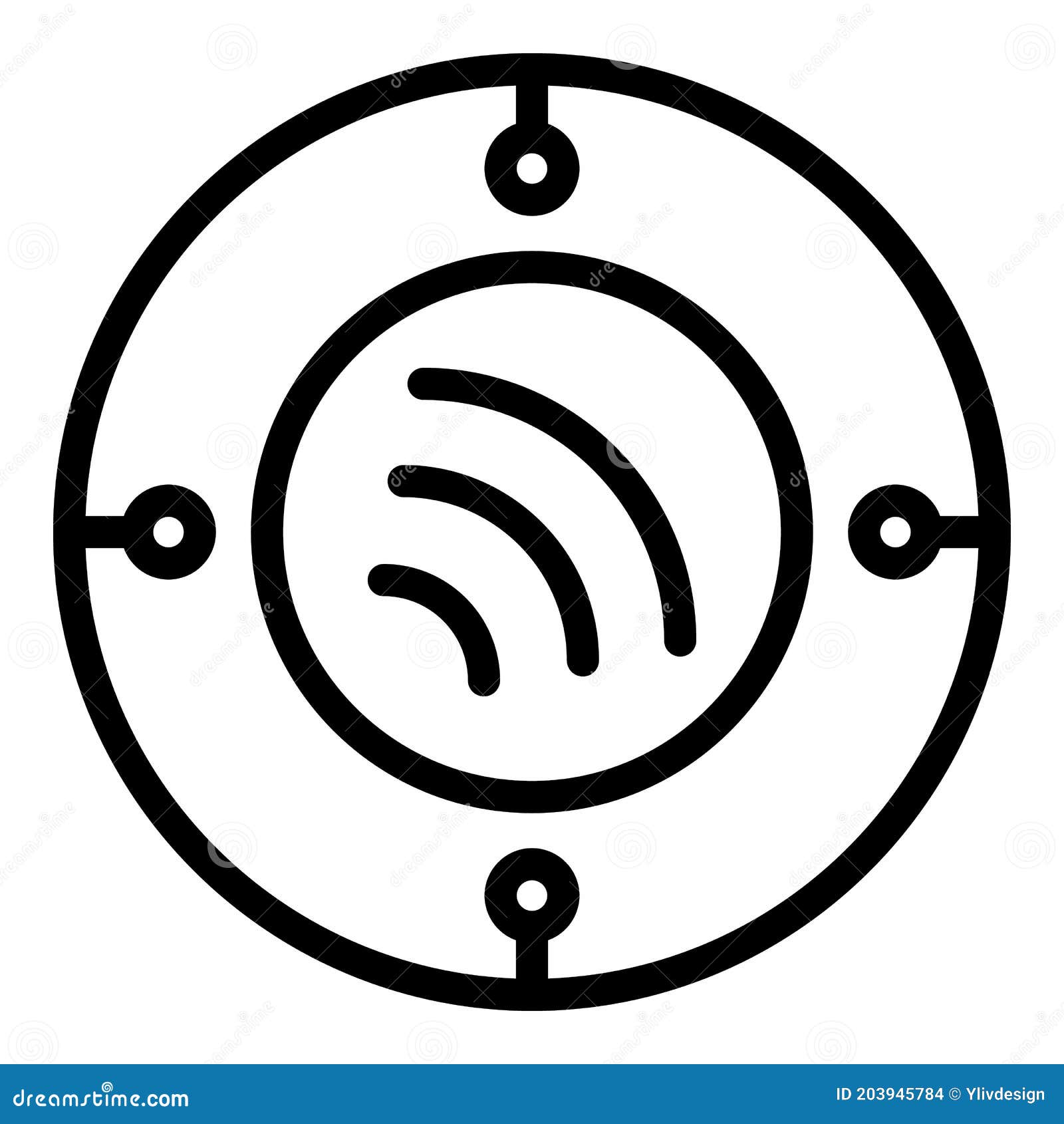 Circle Wifi Icon, Outline Style Stock Vector - Illustration of sign ...