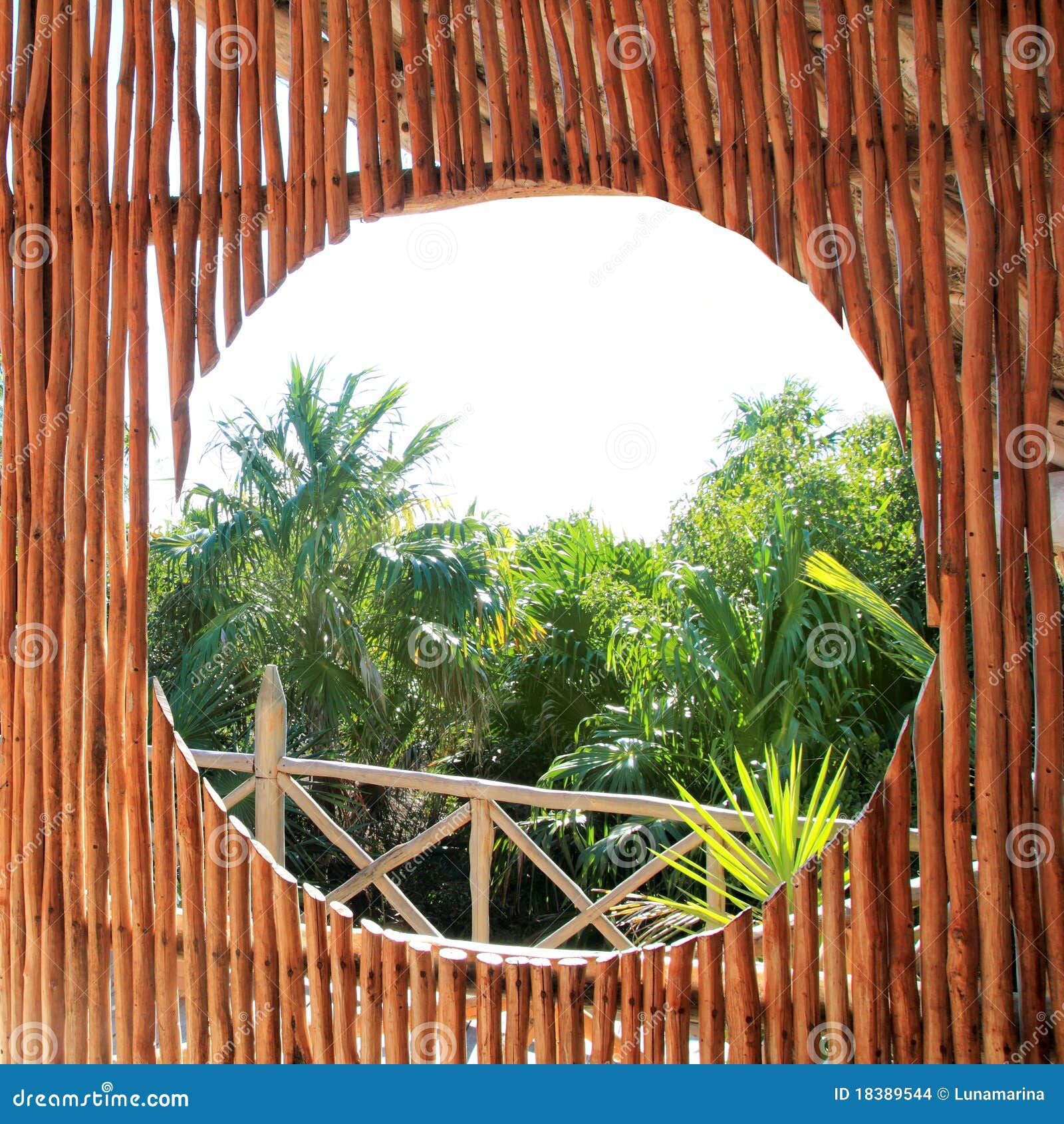 Circle Window in Tropical Jungle Stock Photo - Image of detail, cabin ...