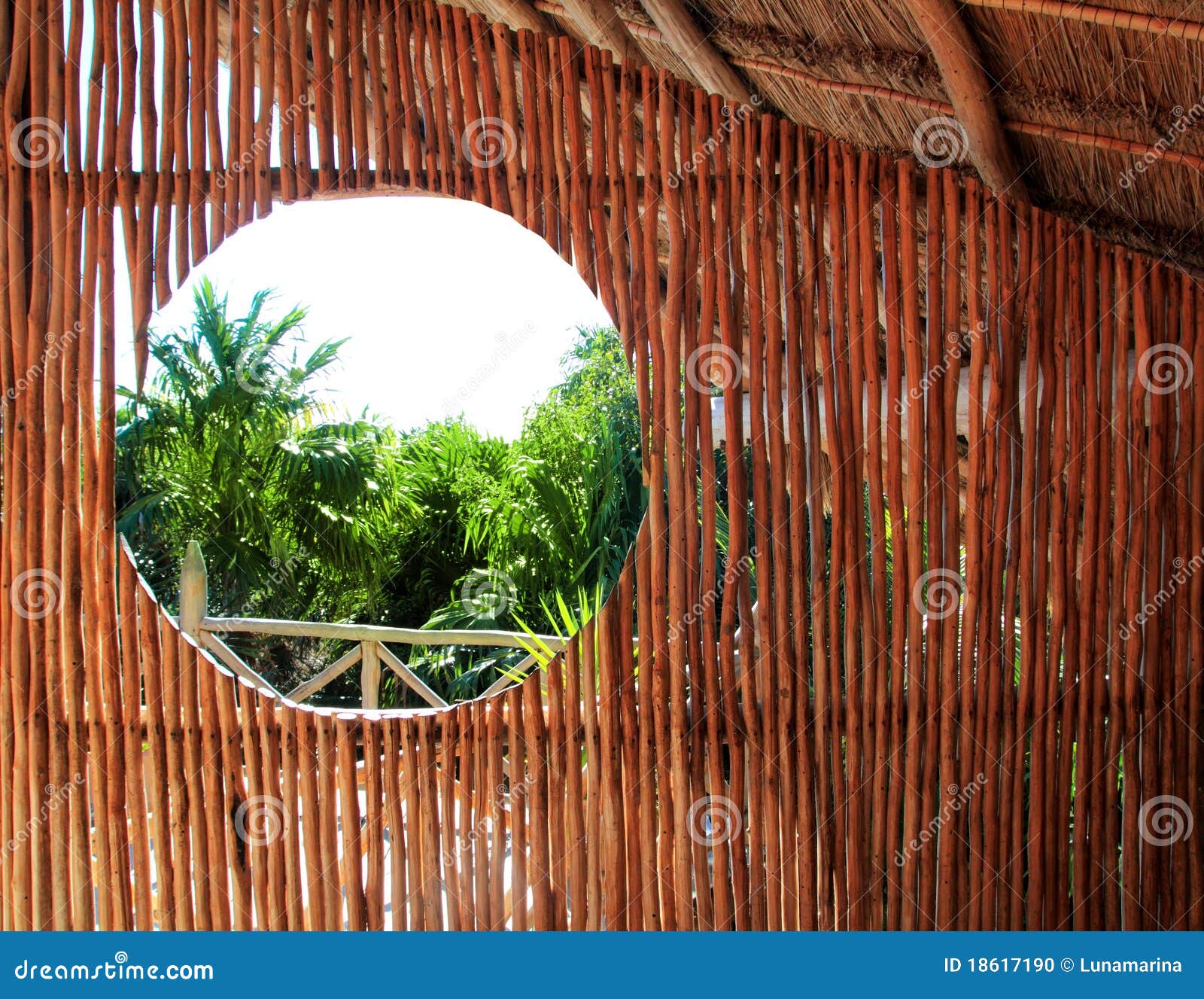 Circle Window Wooden Cabin Tropical Jungle Stock Photo - Image of house ...