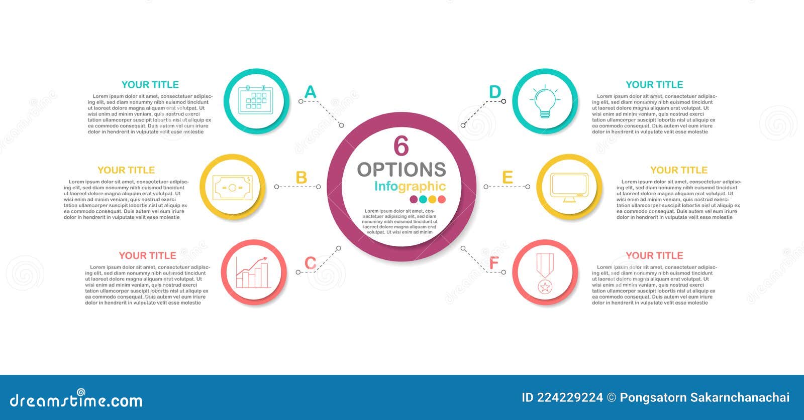 Circle Workflow Process Infographic for 6 Options Stock Vector ...