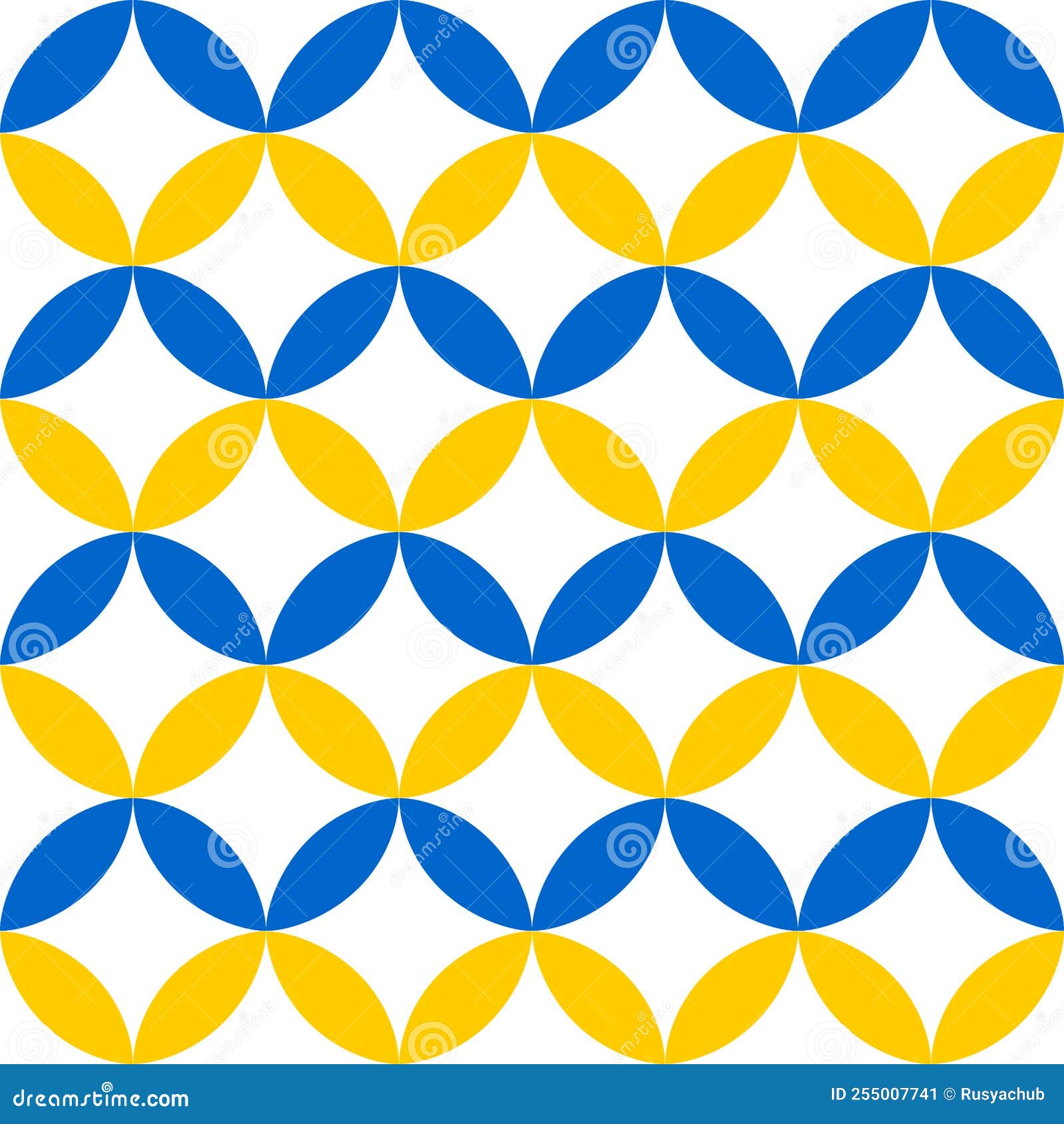 Geometric Symmetrical Seamless Pattern with Blue and Yellow Shapes on a ...