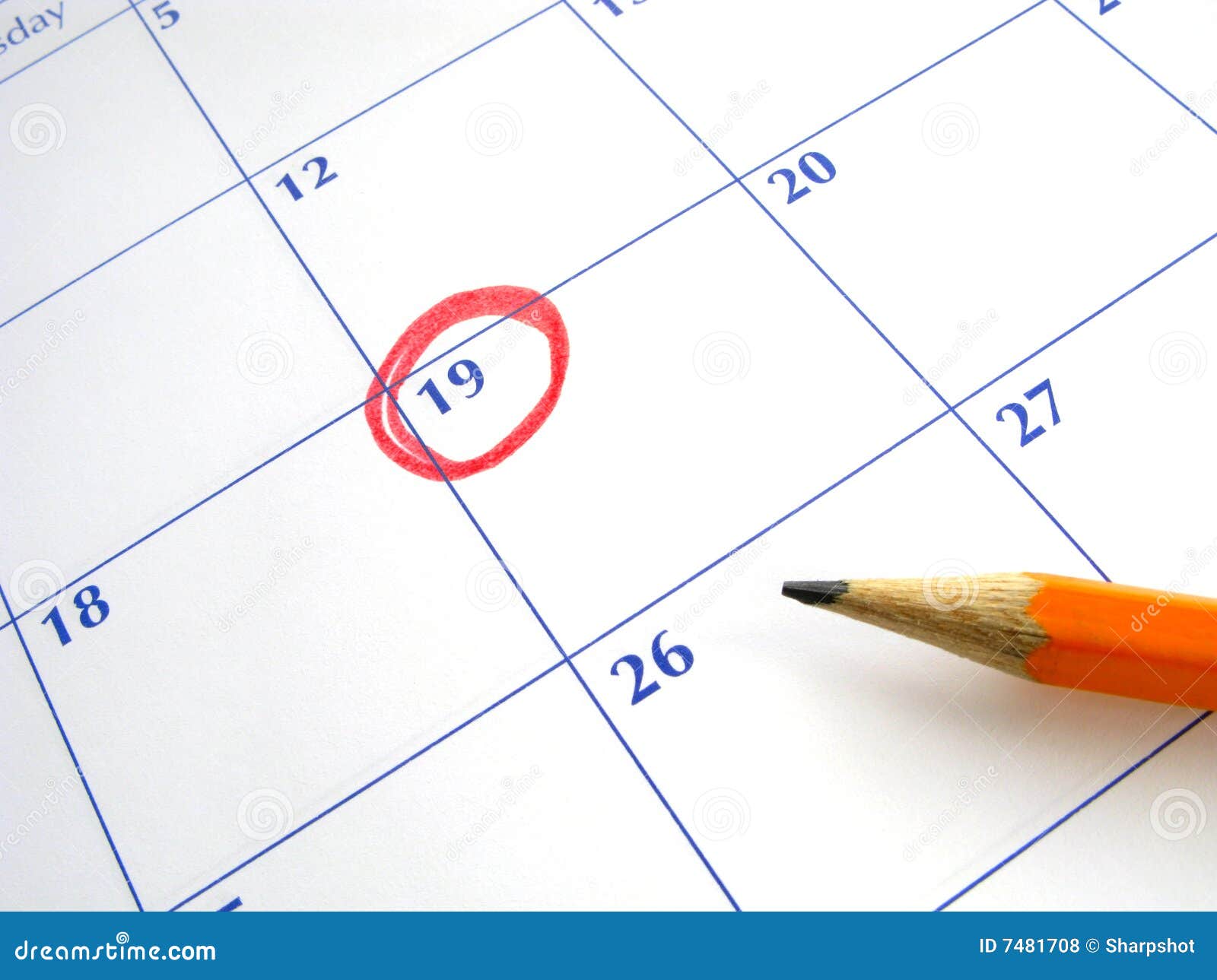 Circled Date On A Calendar. Royalty Free Stock Photos - Image: 7481708 Circled Date On A Calendar. Royalty Free Stock Photos - Image: 7481708