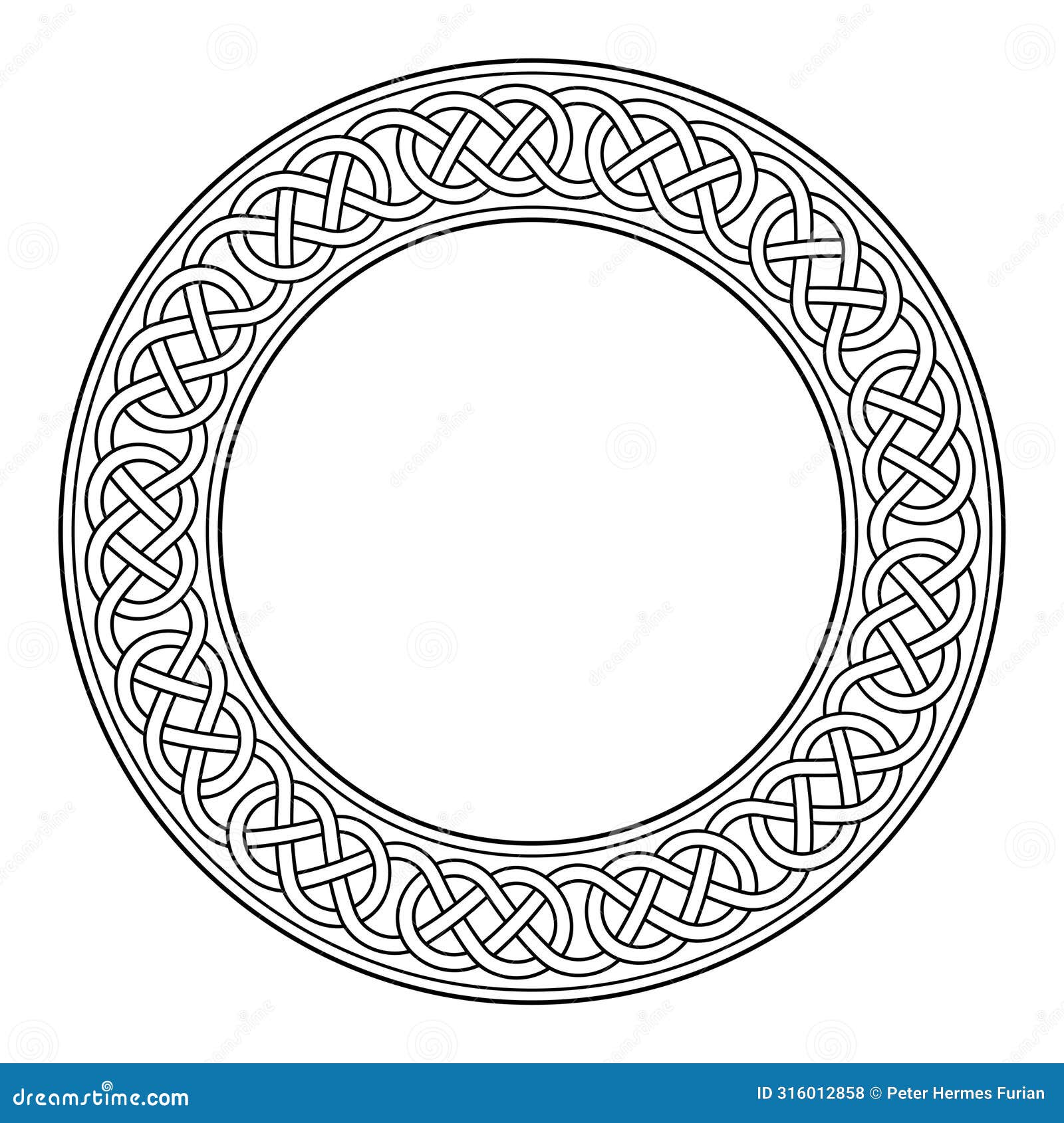 Circle Frame With Celtic Loop Border Knotwork, A Sling Knot Pattern Vector Illustration ...