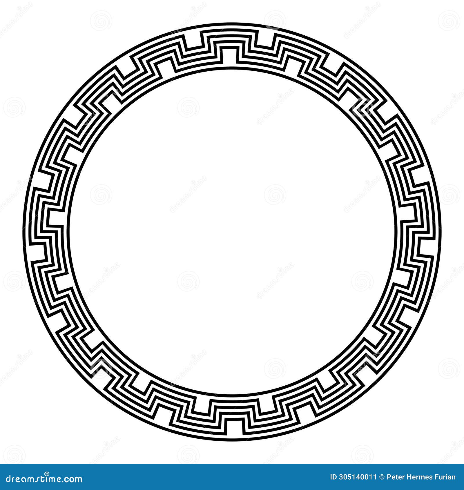Circle Frame with Angular Meander Pattern, Border in Stepped Inca Style ...