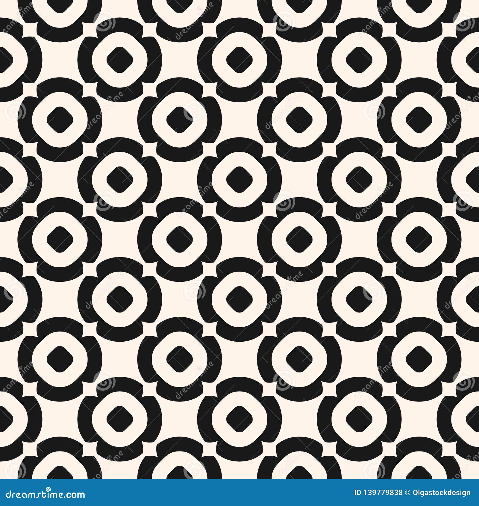 Circles Background, Vector Black and White Texture. Geometric Seamless ...
