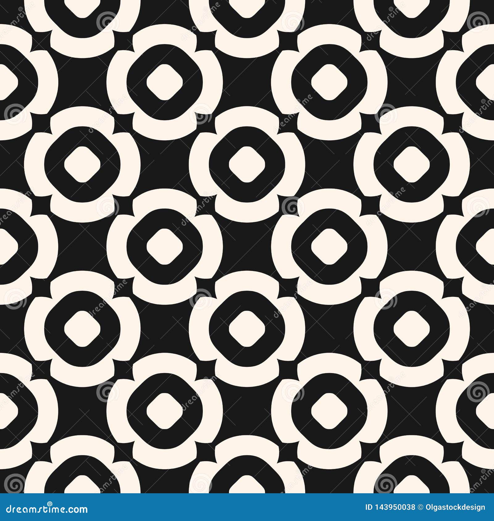 Circles Background, Vector Black and White Texture. Geometric Seamless ...