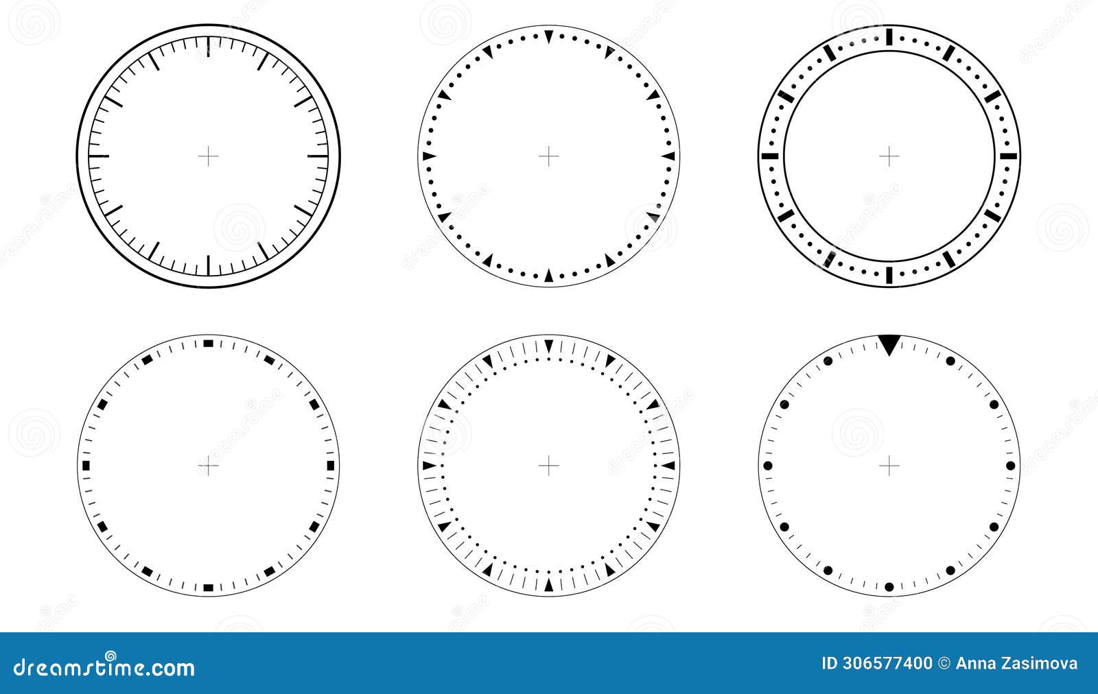 Circles of Clock Faces for Time. Template Dial of Watch Stock Vector ...